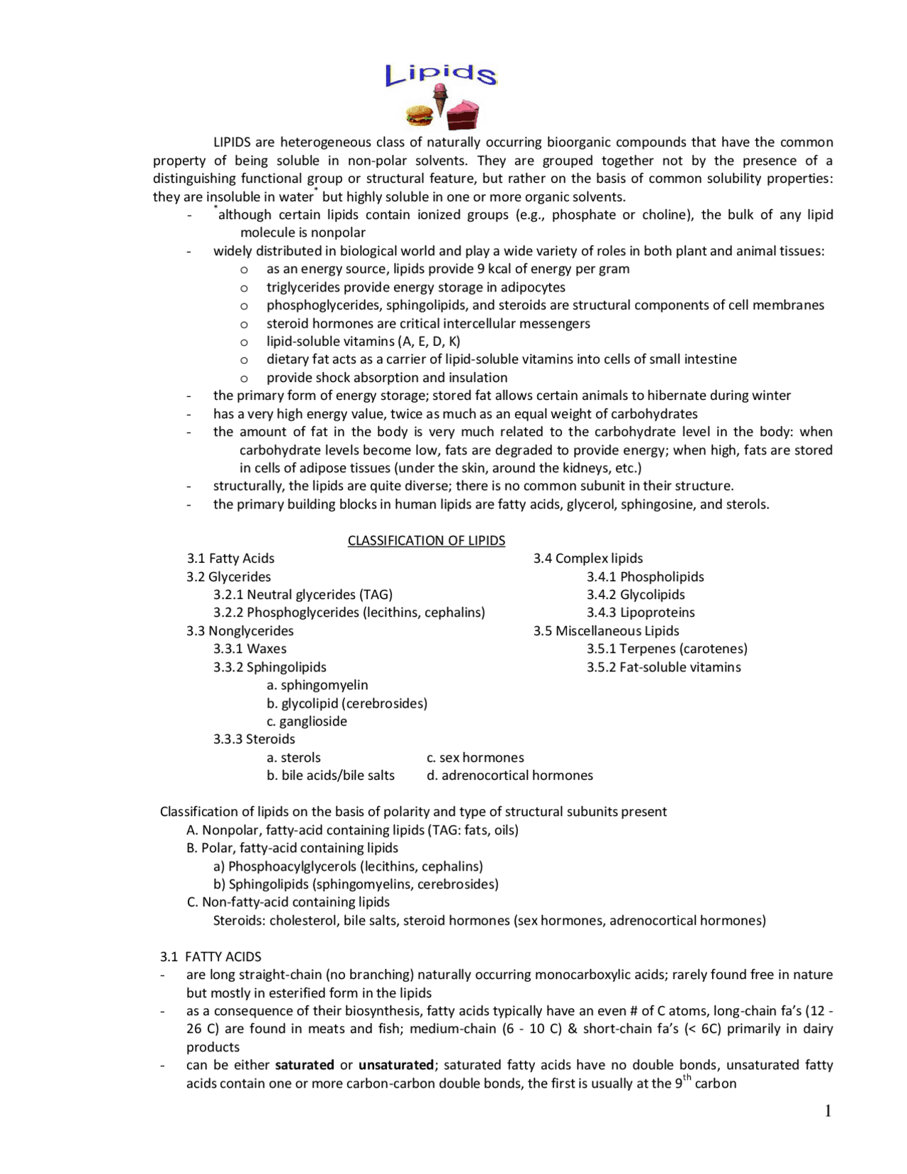 Lipids Fats And Oils Docsity