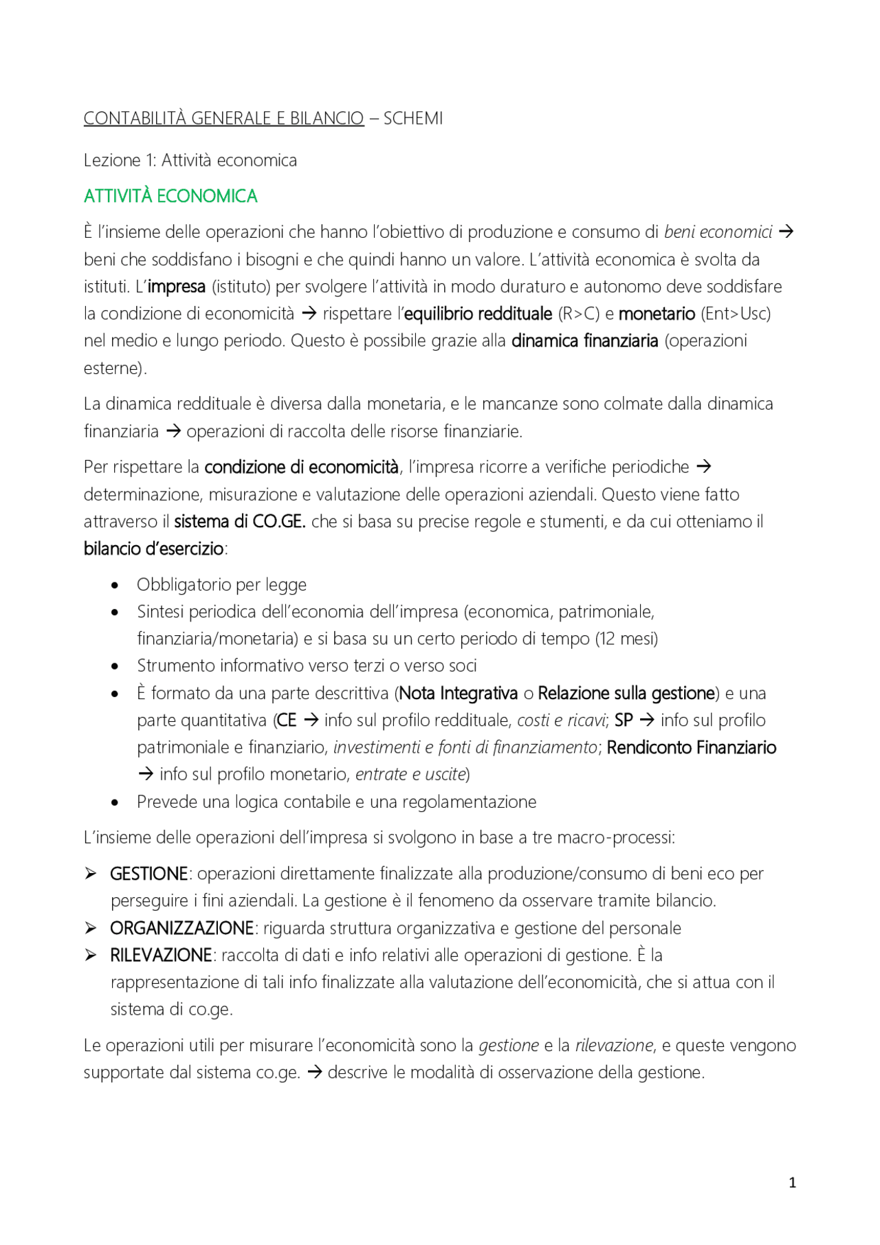 Contabilità generale e bilancio - Docsity