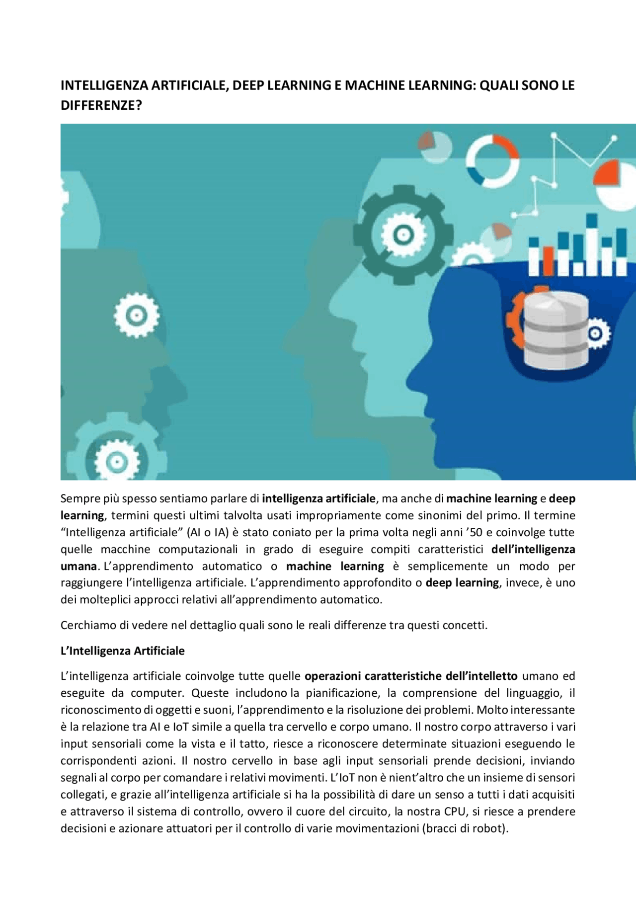 Intelligenza artificiale - deep learning - machine learning | Appunti di Informatica | Docsity