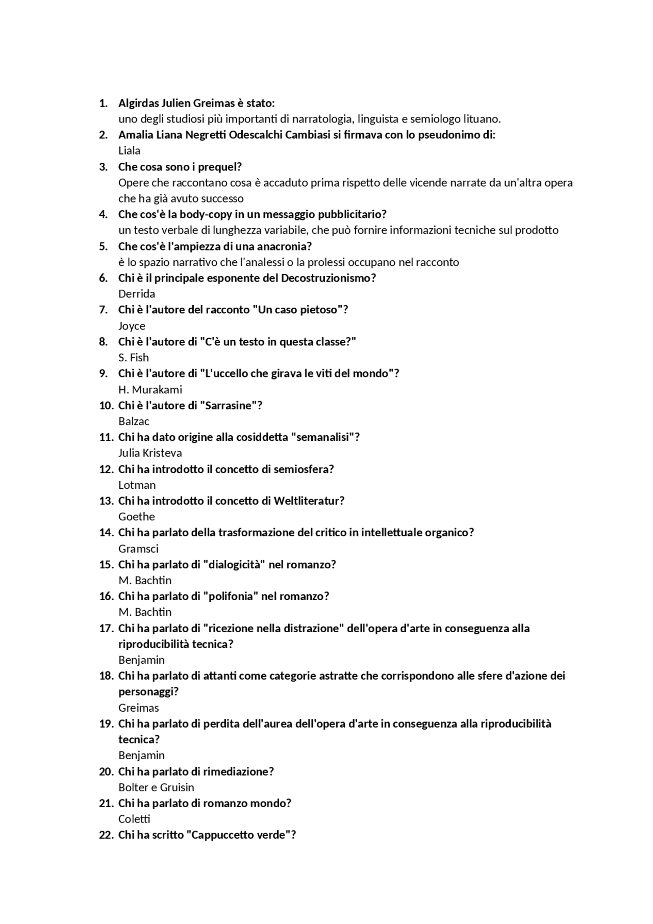 Domande e risposte metodologie analisi del testo - Docsity