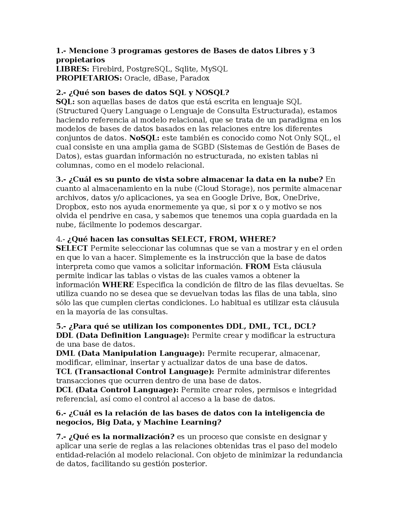 Base De Datos 1 Lic William Docsity