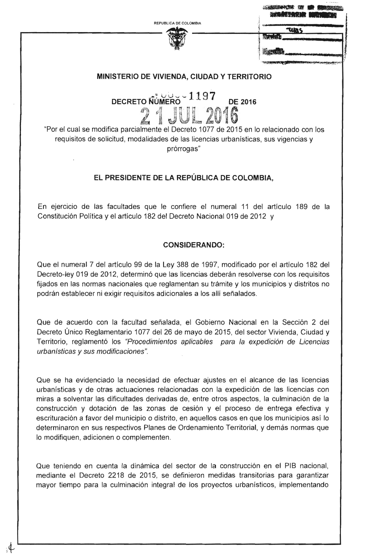 Decreto legislativo, presidencia de la República - Docsity