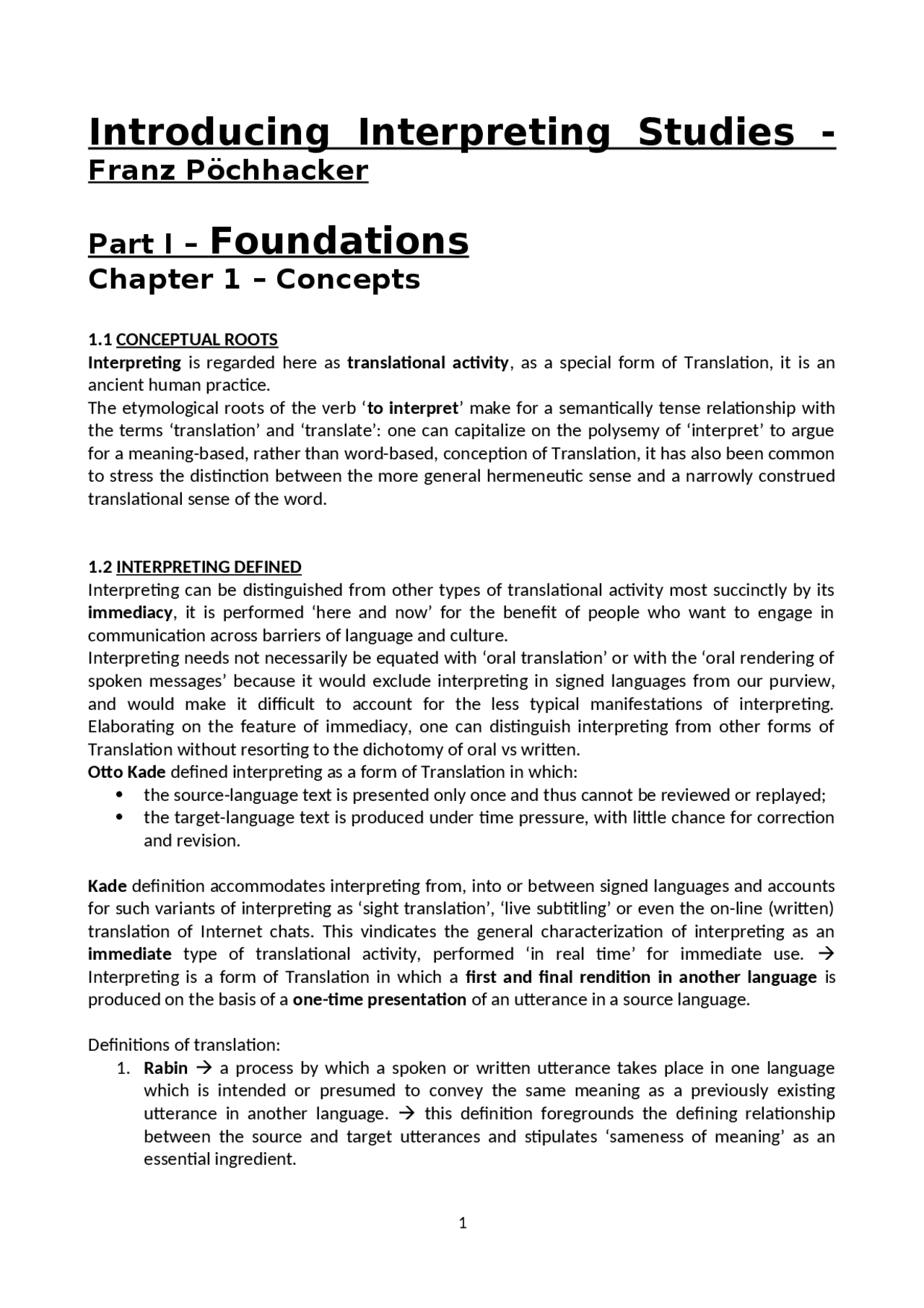 Riassunto di "Introducing Interpreting Studies" | Sintesi del corso di ...