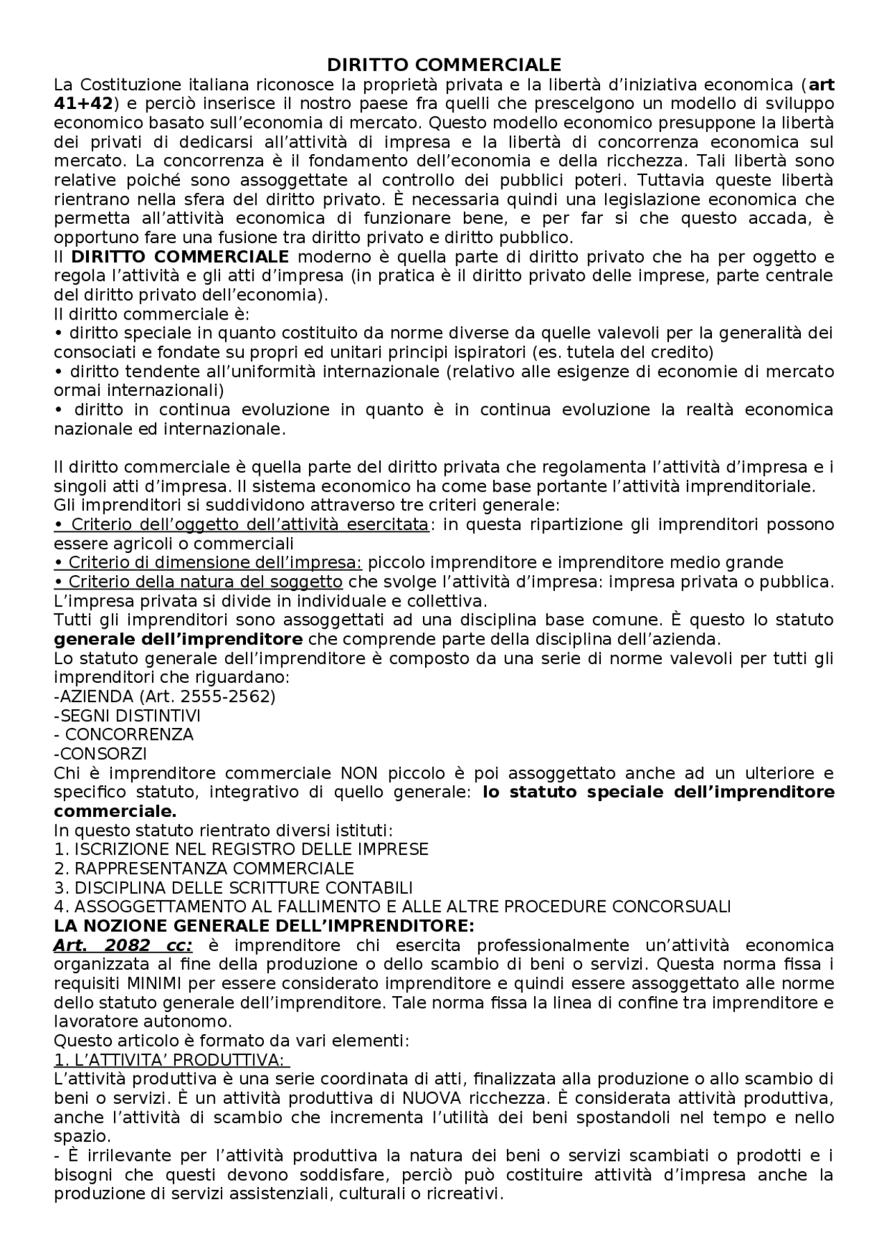 Appunti Diritto Commerciale Parte 1 Docsity