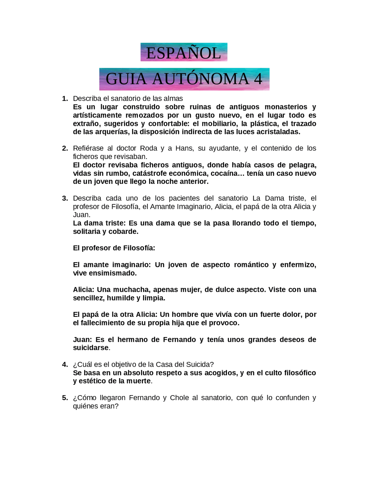 Gta 4Español duodécimo año | Ejercicios de Lengua y Literatura - Docsity