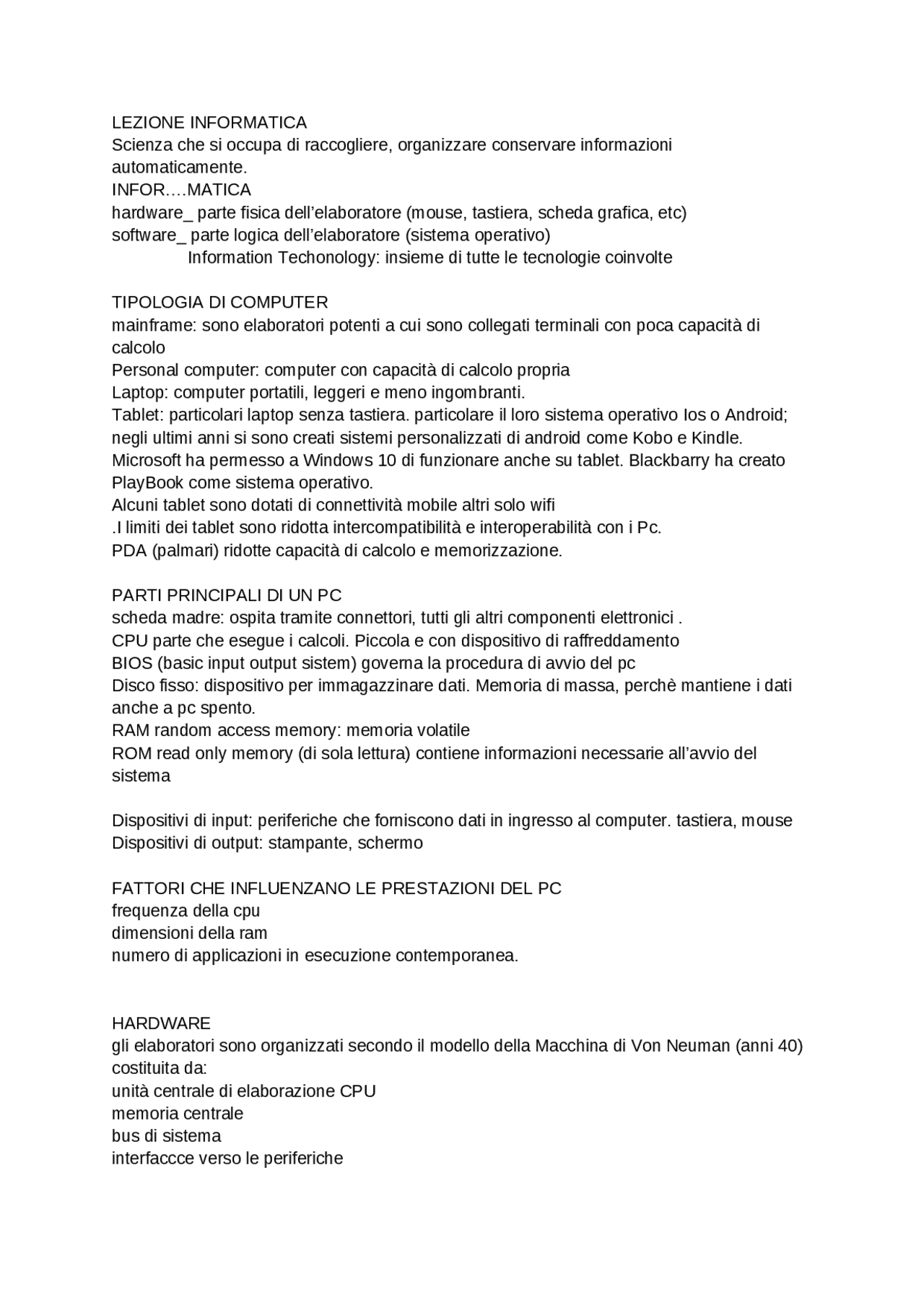Riassunti Lezioni Informatica Prof Botteri Riccardo Docsity