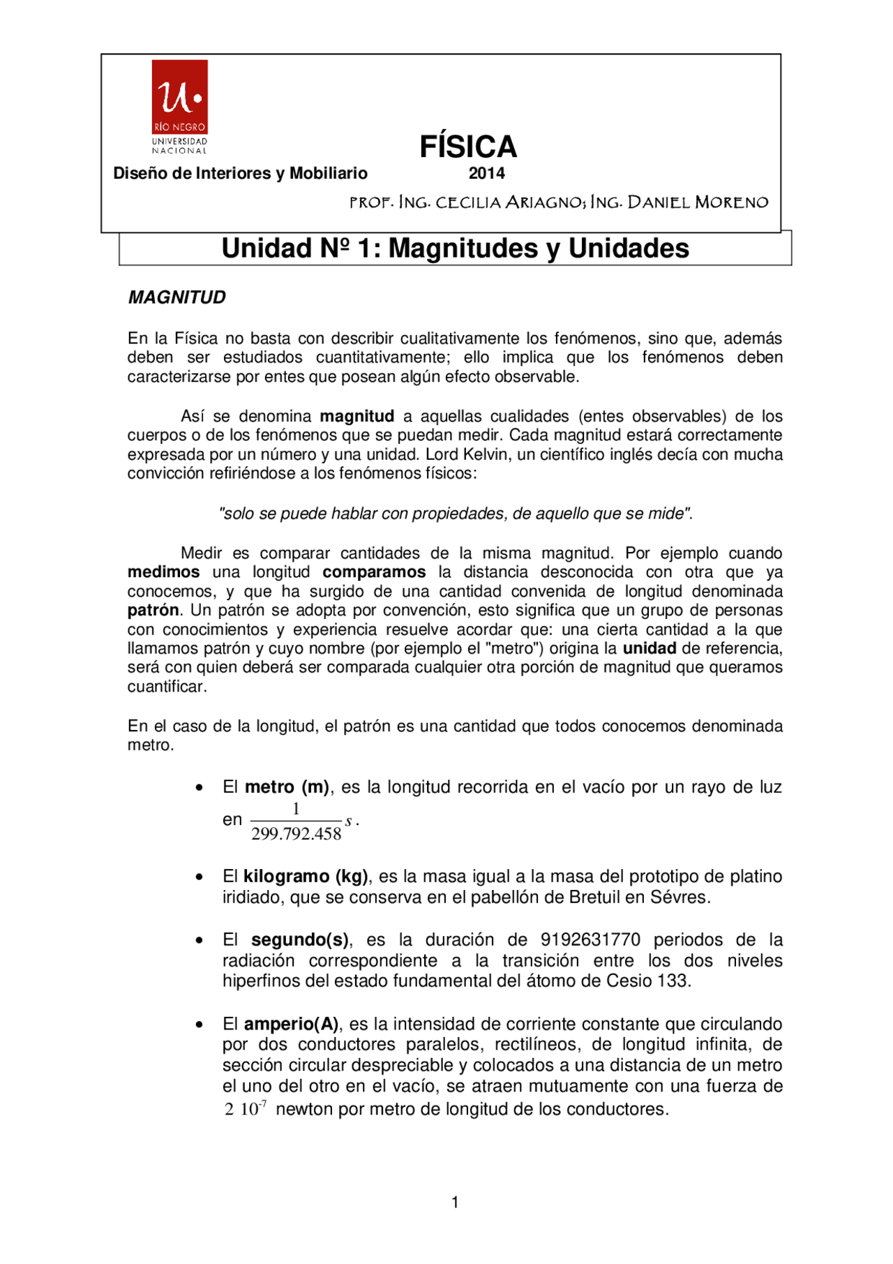 Magnitudes en Física definición - Docsity