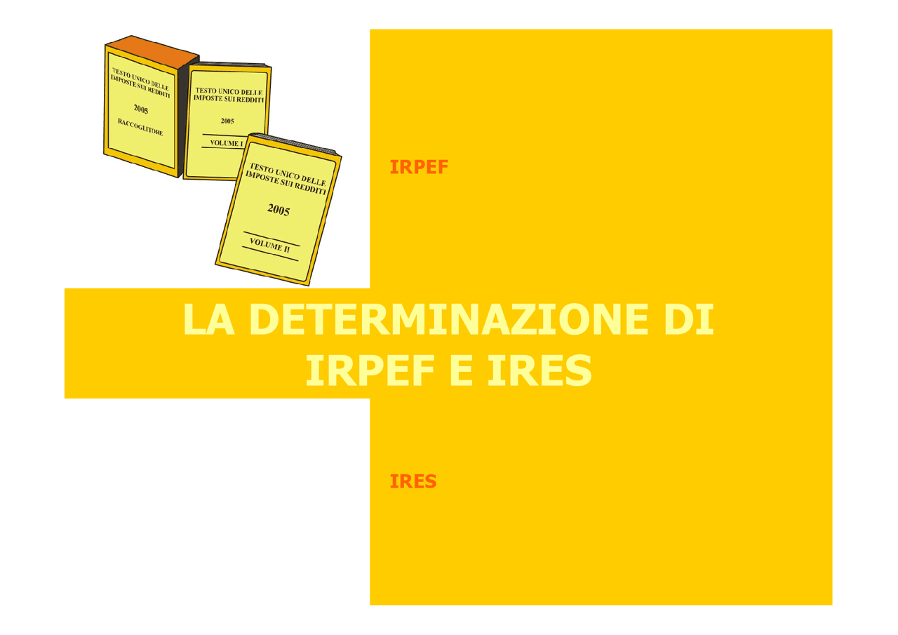La Determinazione Di Irpef Ed Ires Docsity