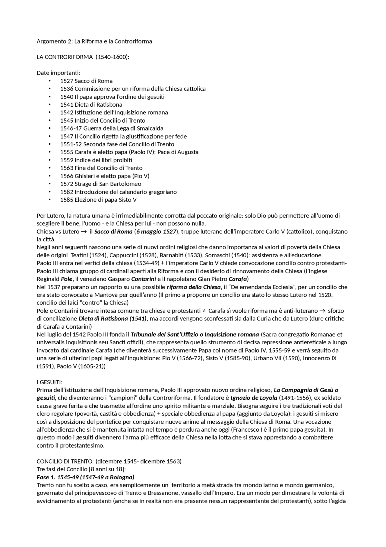 La Riforma E La Controriforma Parte B La Controriforma Docsity