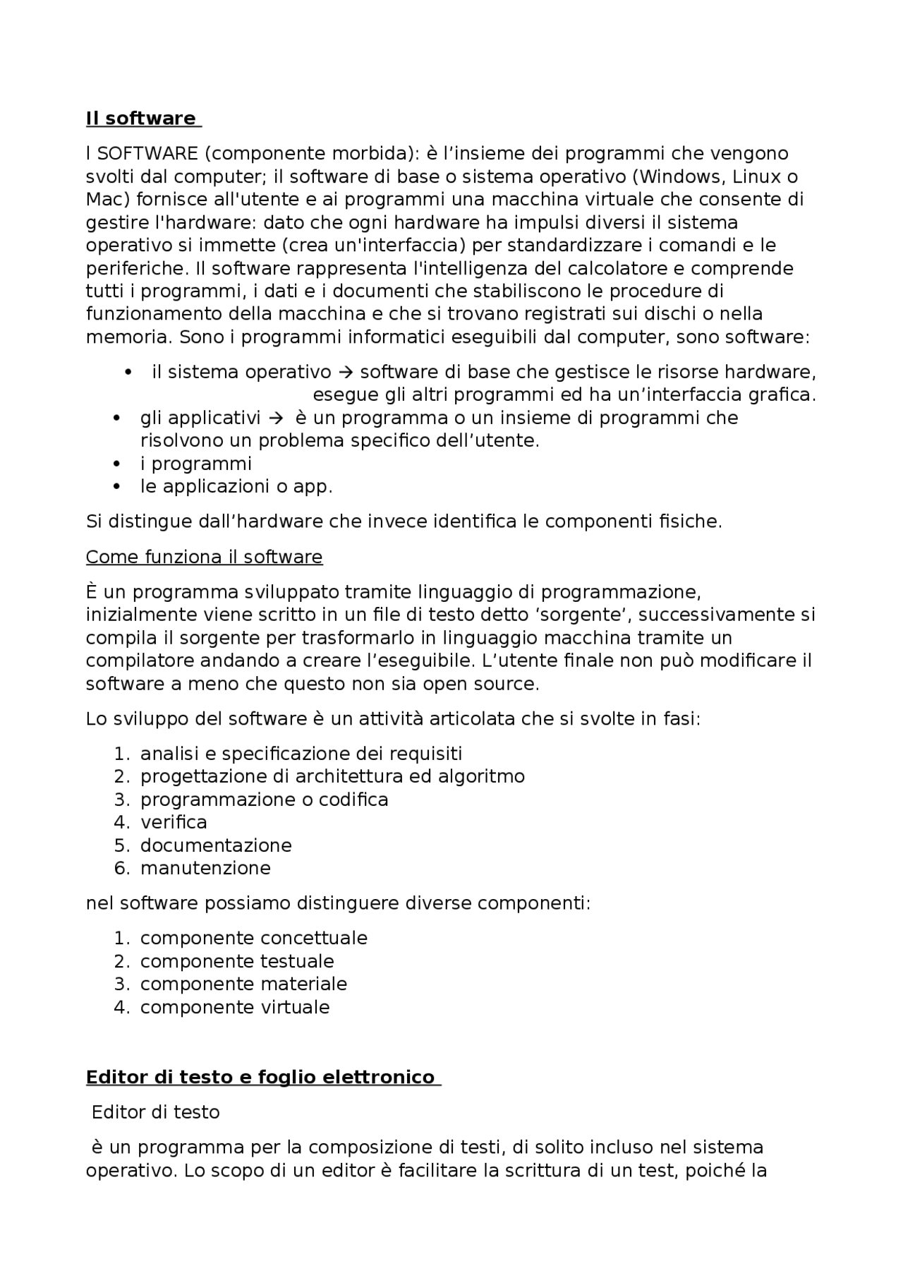 Riassunto Informatica Docsity
