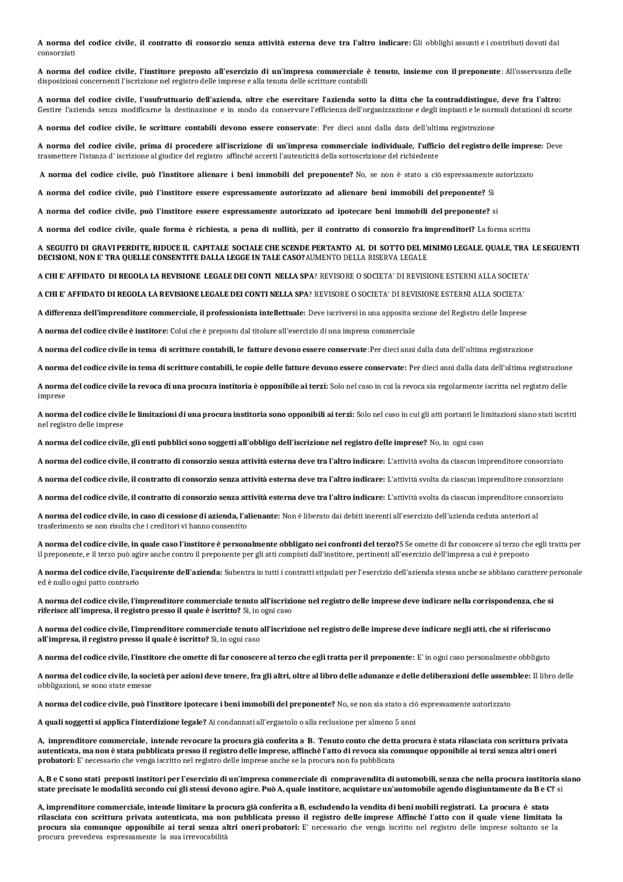 Diritto commerciale Ecampus prof. Carlo Alberto Giusti - Docsity