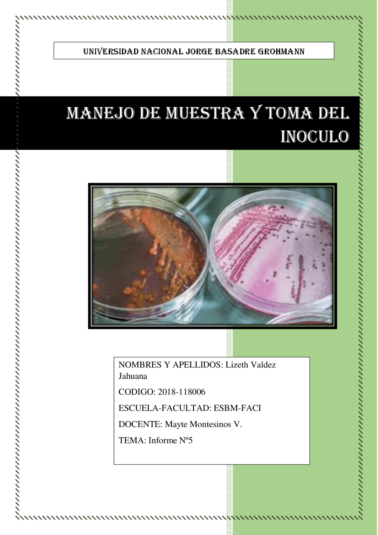 TOMA DE INOCULO EN LABORATORIO - Docsity