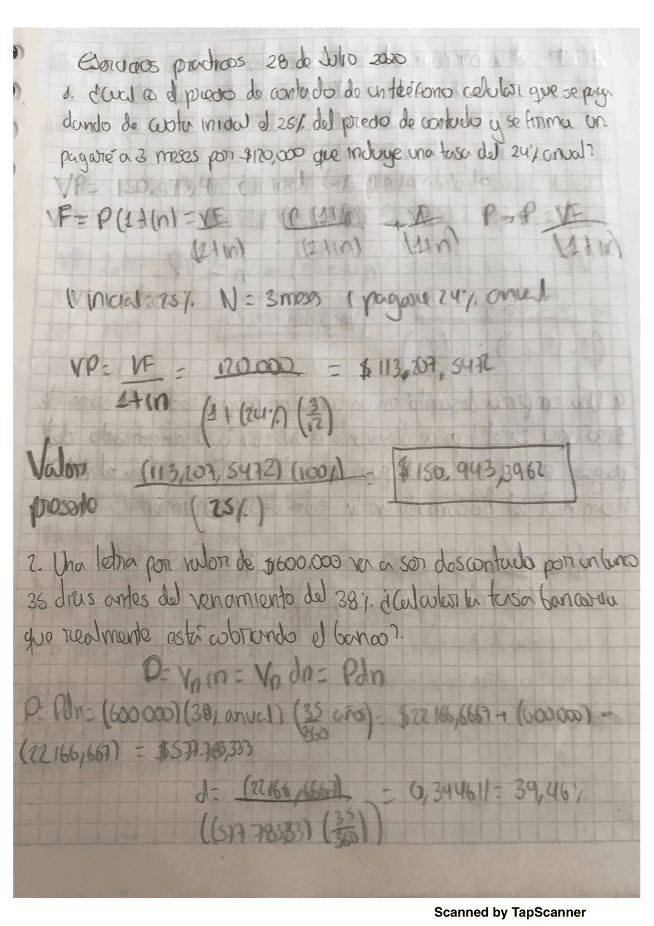 Mate financiera ejercicios - Docsity