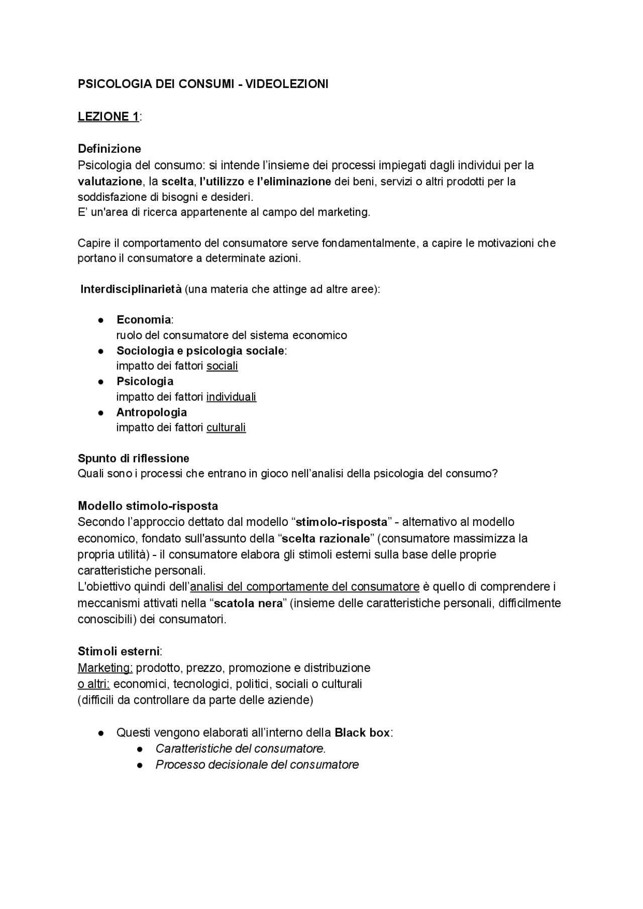 Psicologia Dei Consumi Università Uninettuno Docsity