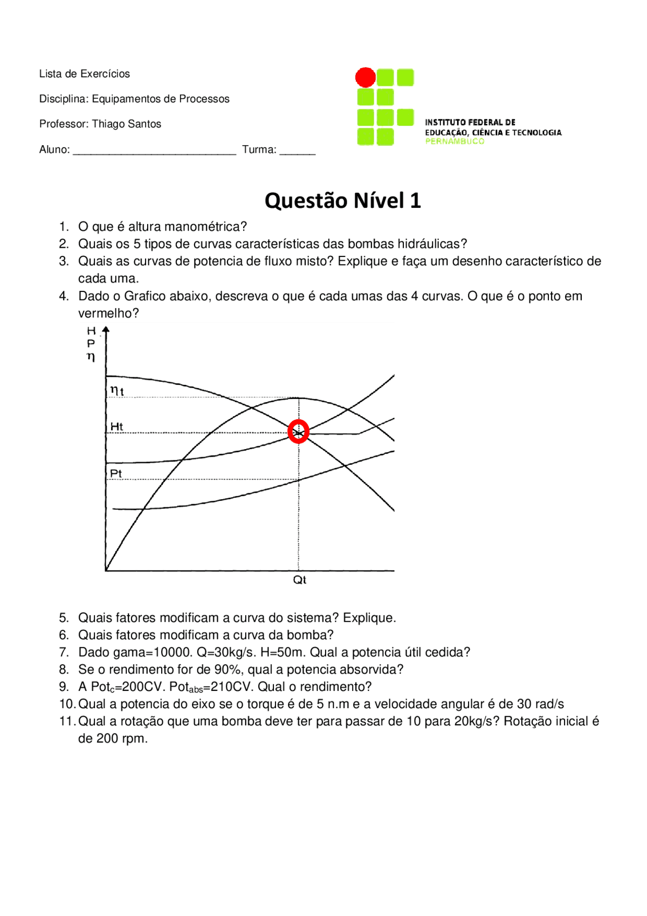 Lista de exercicios Controle de Processo I | Exercícios Controle de Processo | Docsity
