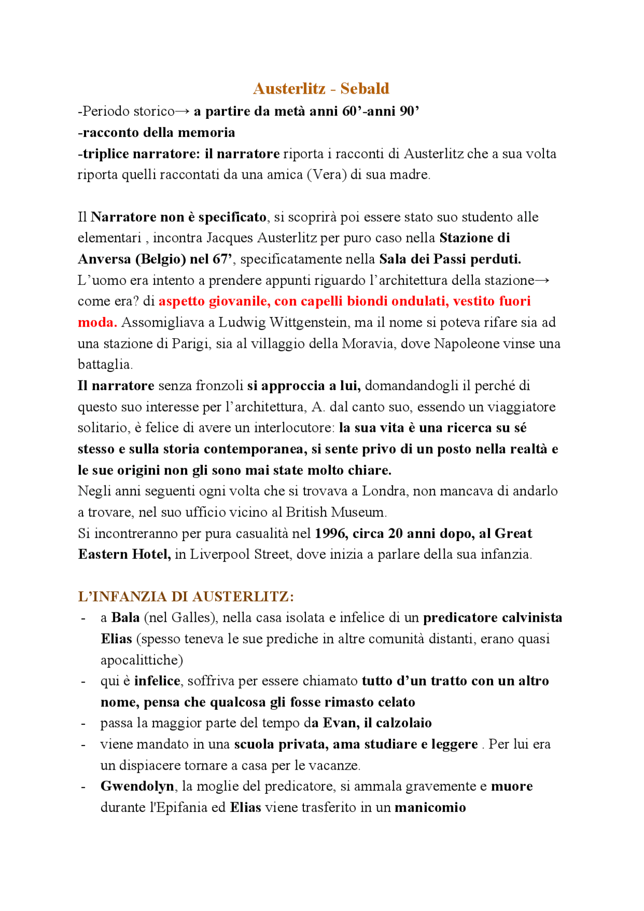 Austerlitz Riassunto Docsity
