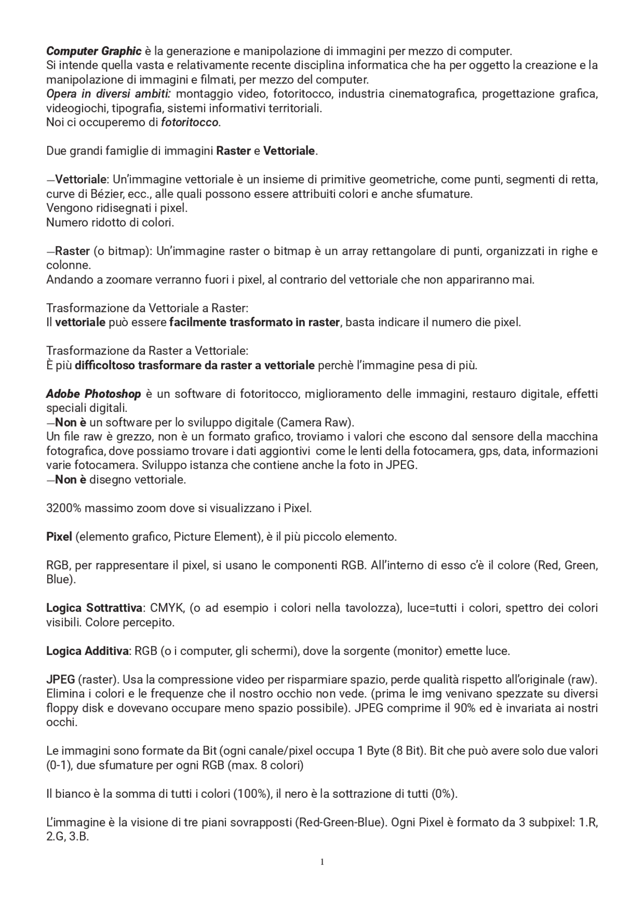 Appunti Computer Graphic Docsity