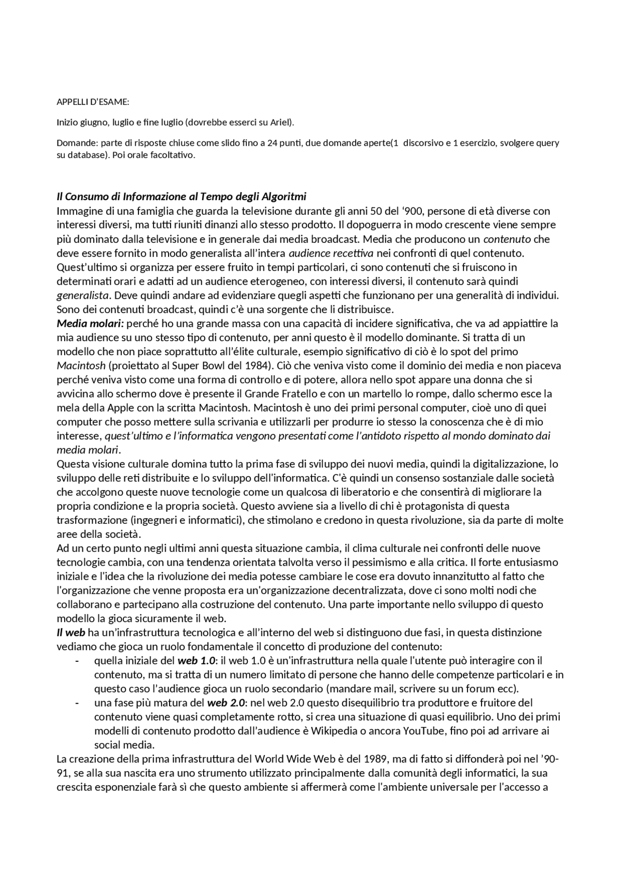 Appunti Delle Lezioni Di Informatica Docsity