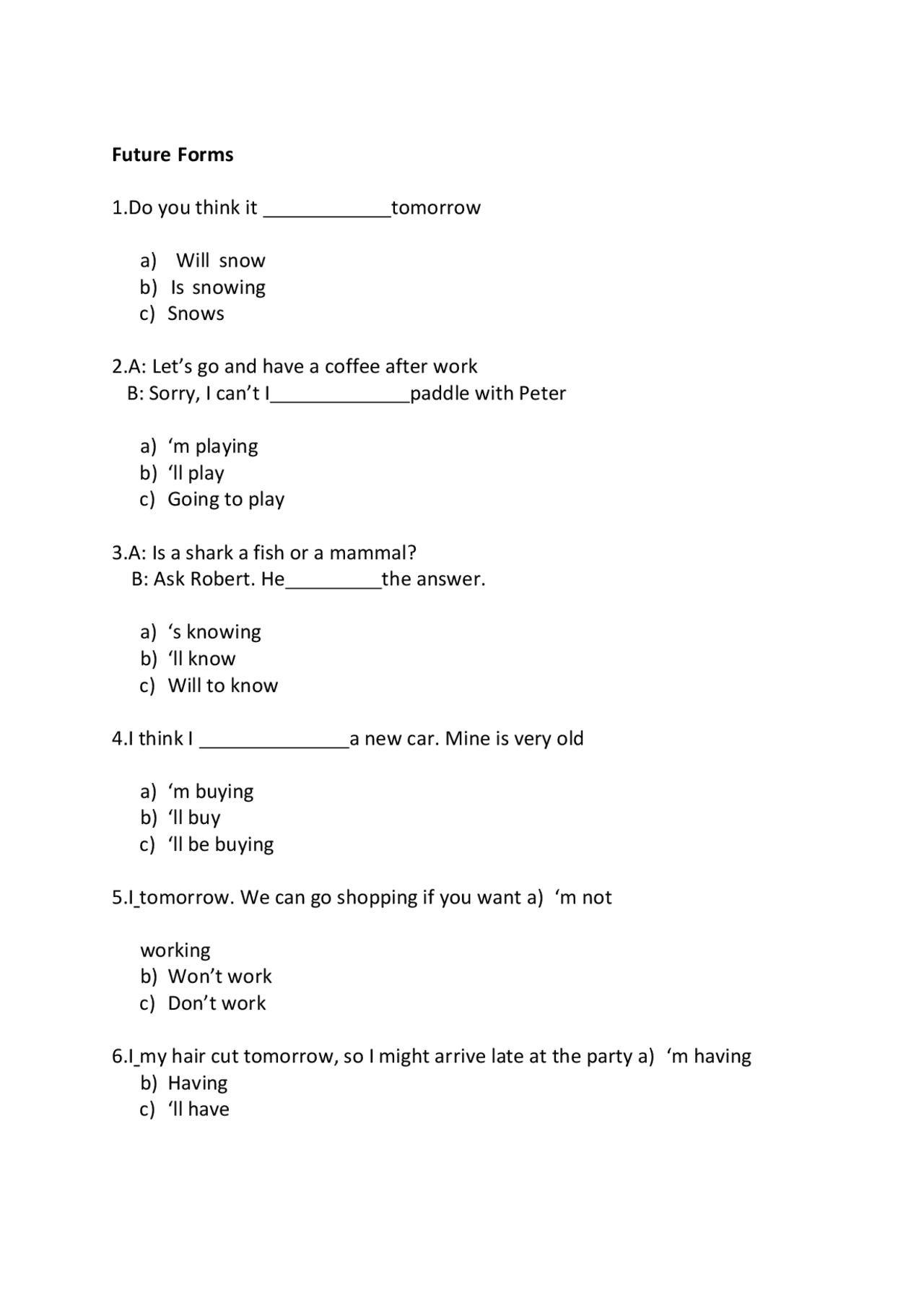 Future forms test y respuestas - Docsity