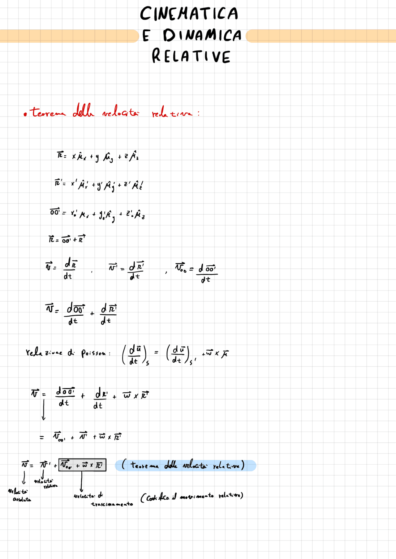 Appunti di cinematica e dinamica relativa - Docsity