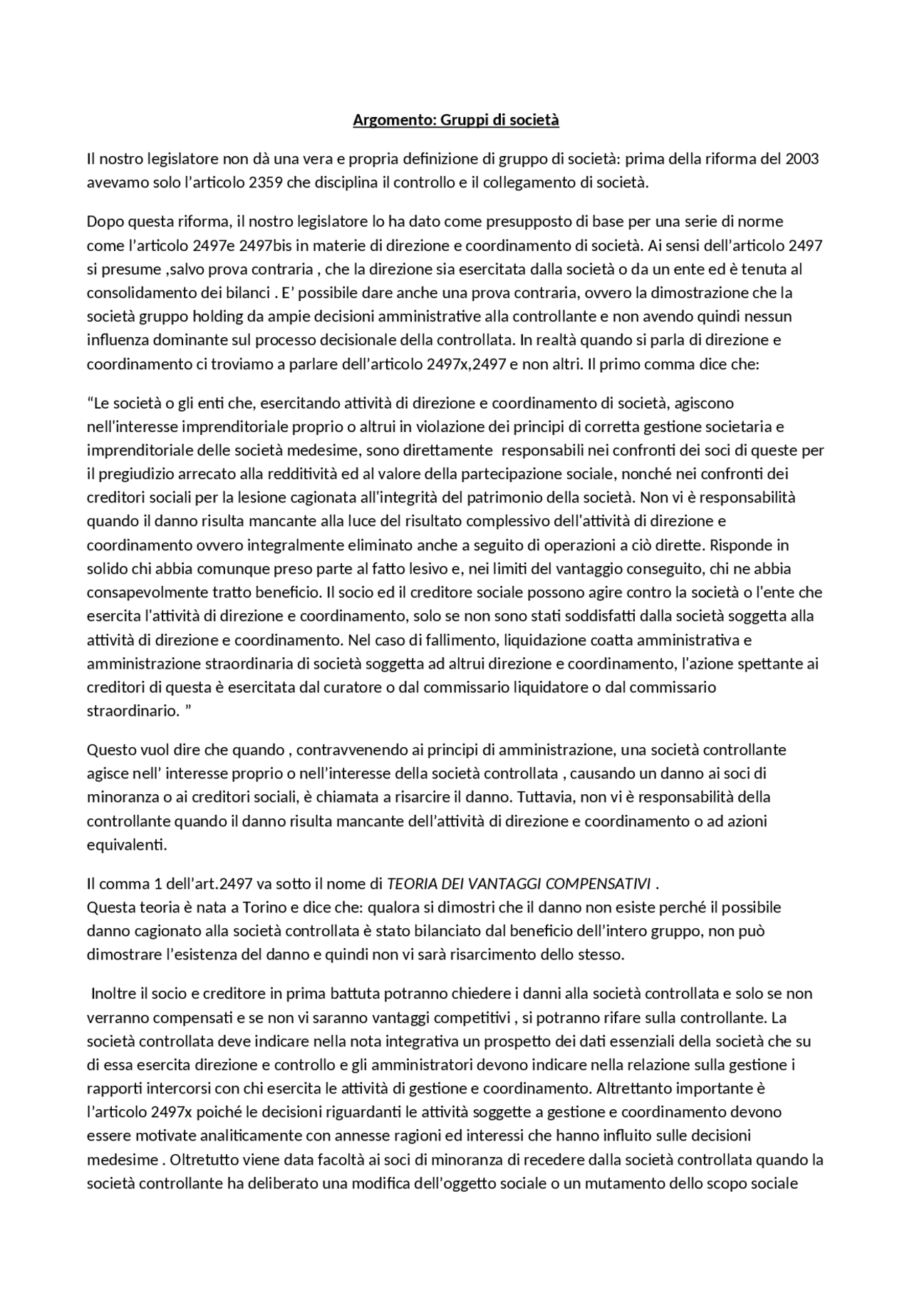 Gruppi Di Società Diritto Docsity