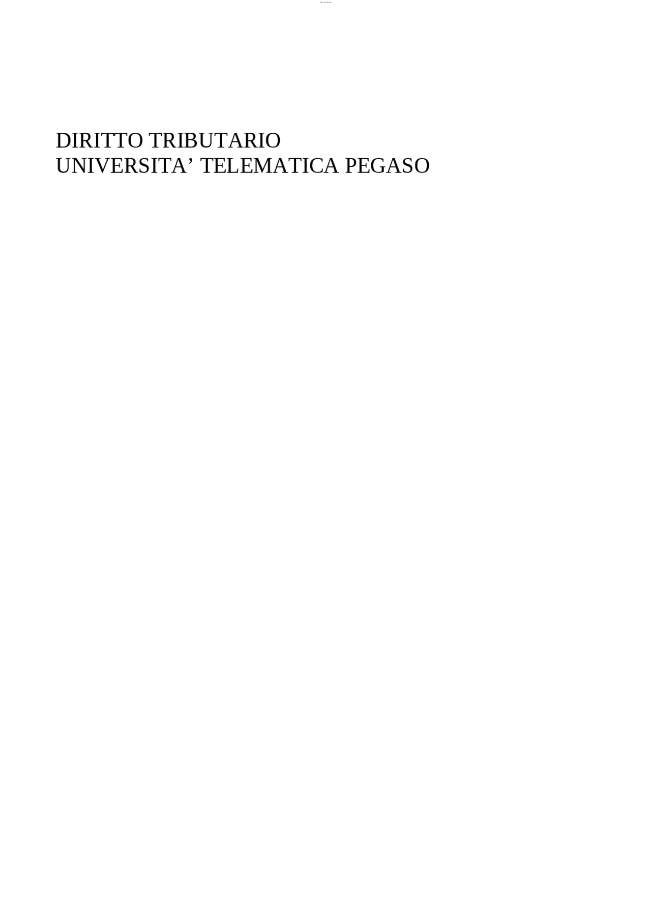 Esame Diritto Tributario Unipegaso Docsity