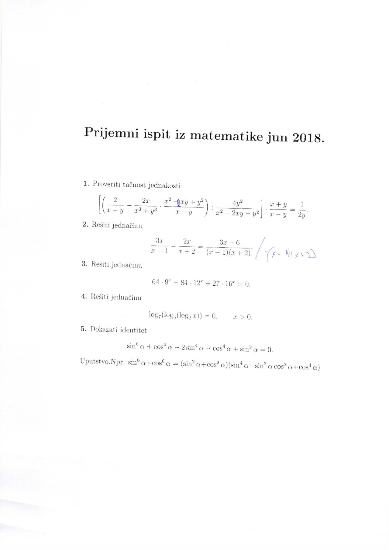 Prijemni iz matematike: zadaci | Tehnički fakultet Mihajlo Pupin | Prijemni ispiti' predlog ...
