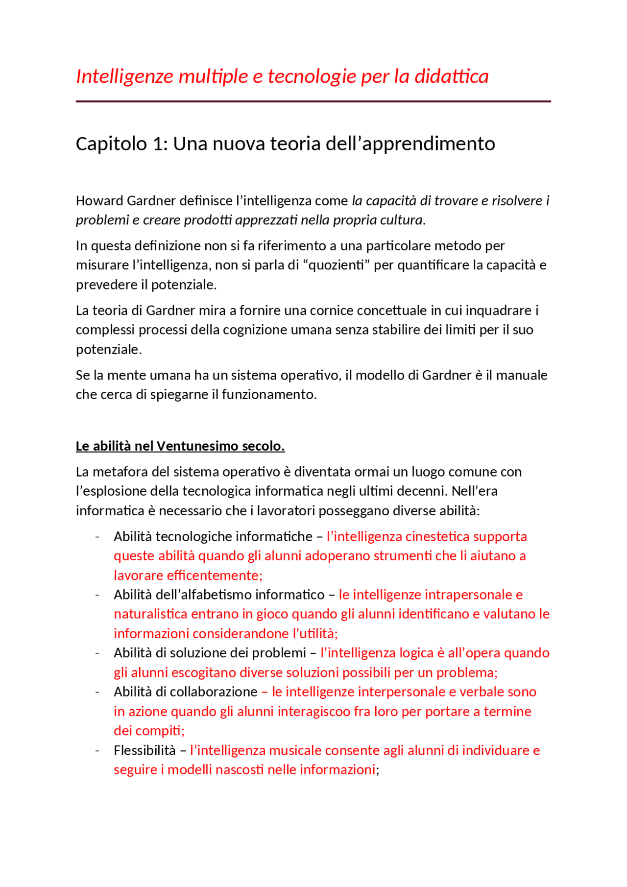 Intelligenze Multiple Docsity