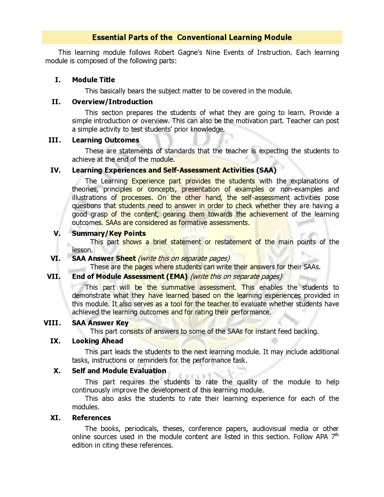 Format for making Modules for Distance Learning | Resúmenes Ciencias ...