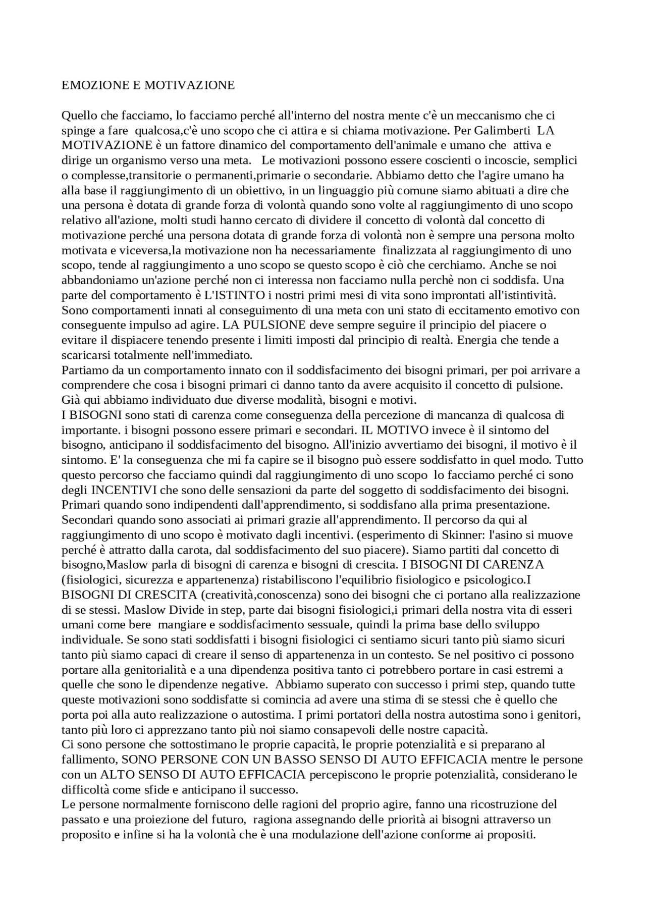 Emozione E Motivazione Docsity