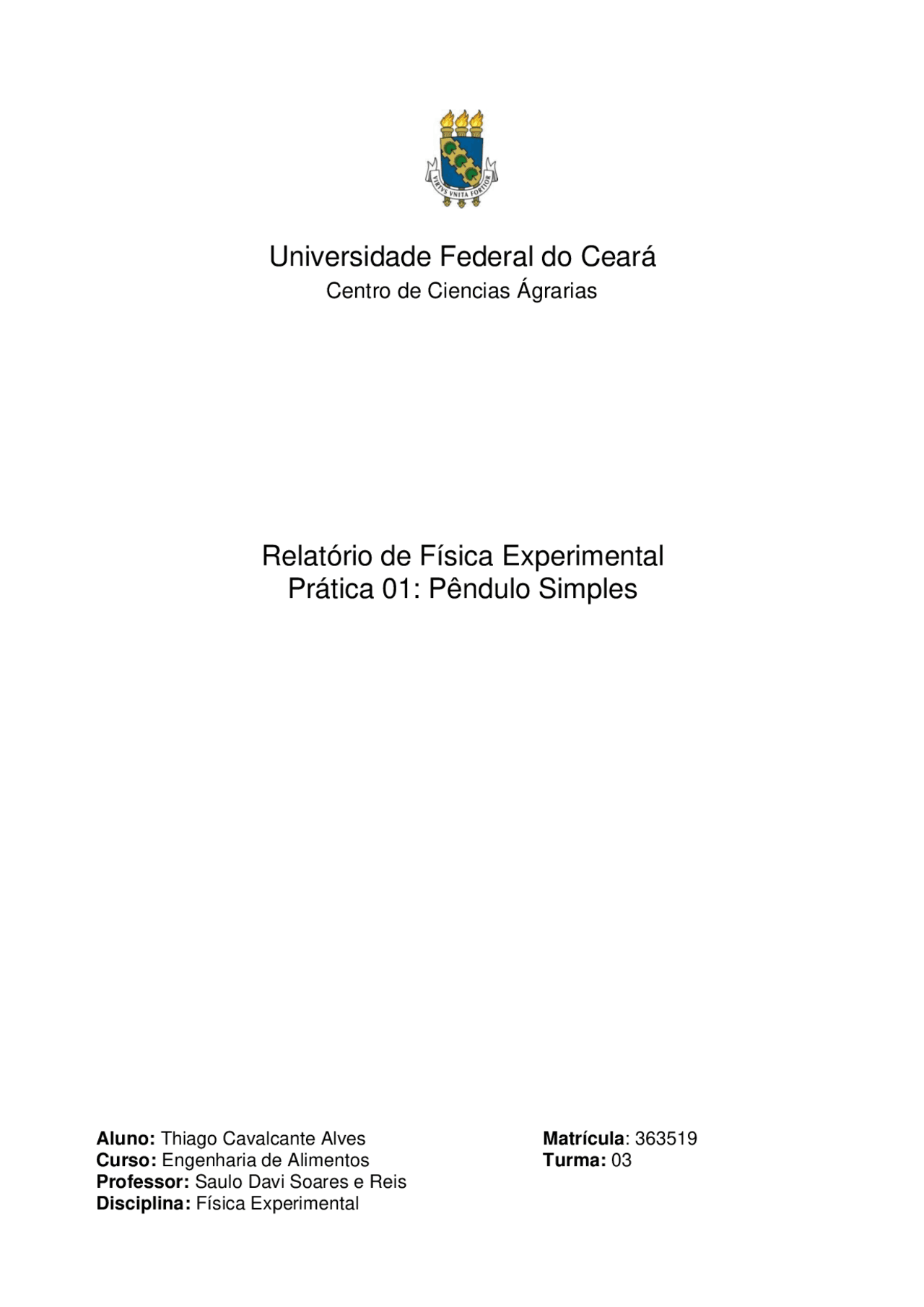 Relatório - Pêndulo Simples - Docsity