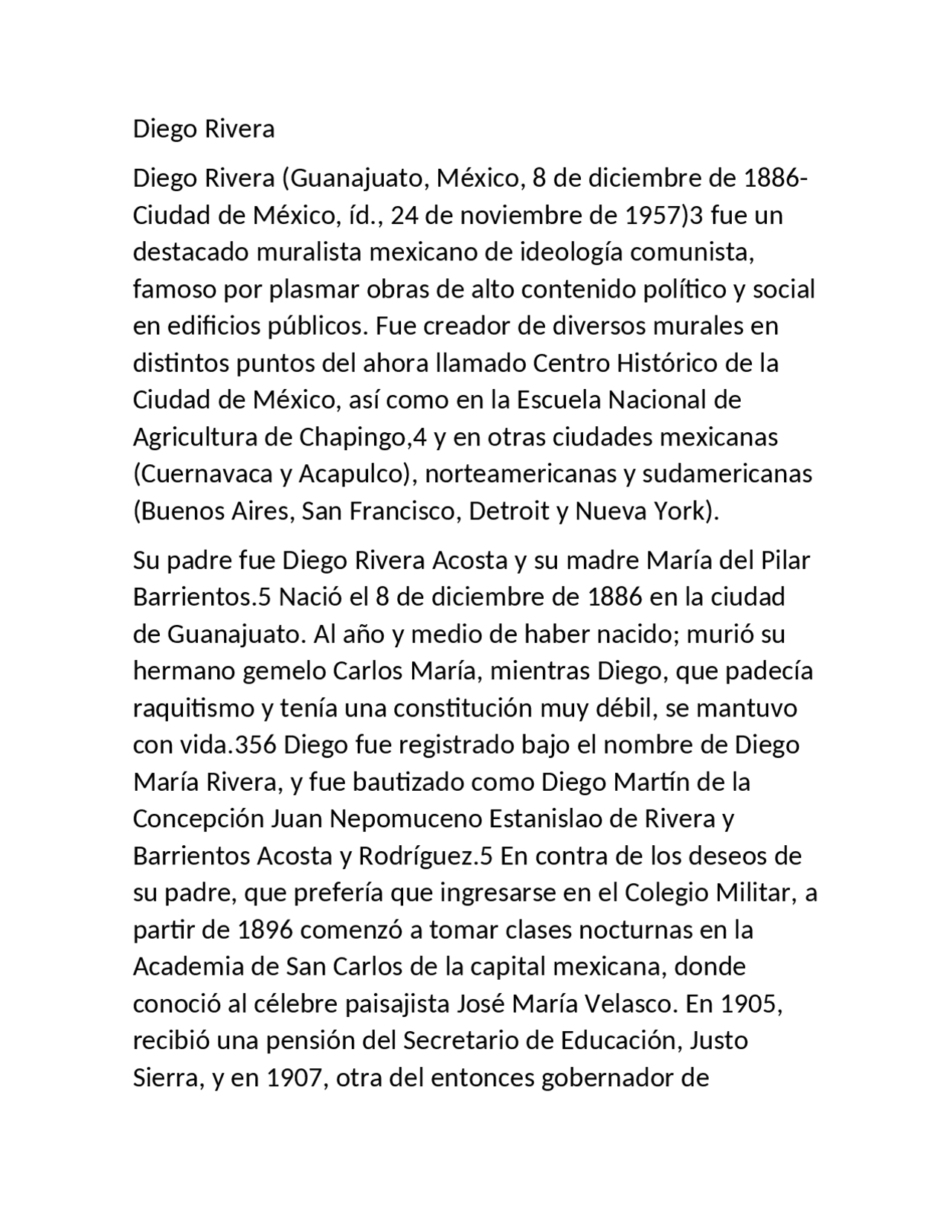 Biografia Diego Rivera | Apuntes de Artes | Docsity