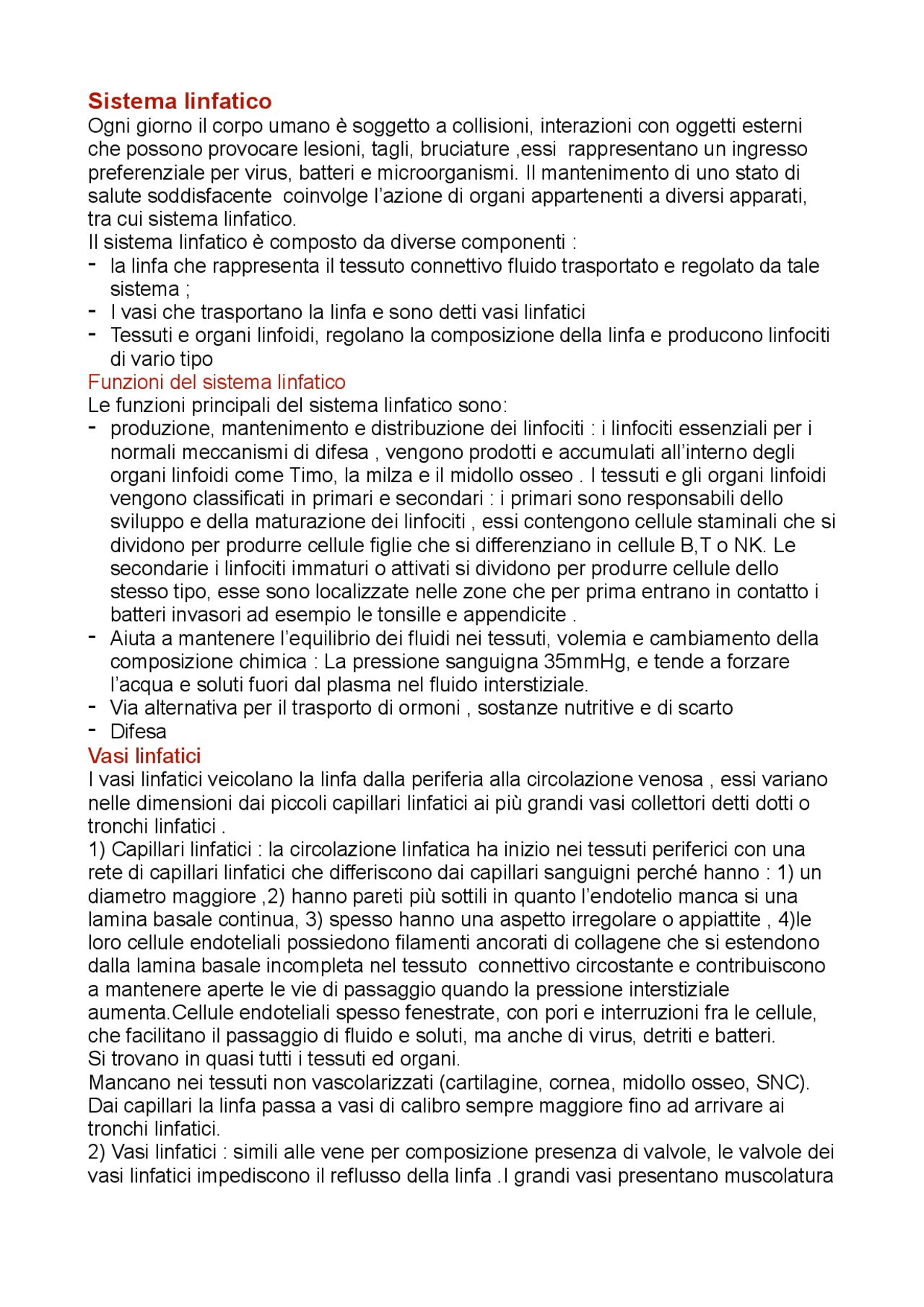 Sistema Linfatico Anatomia Docsity