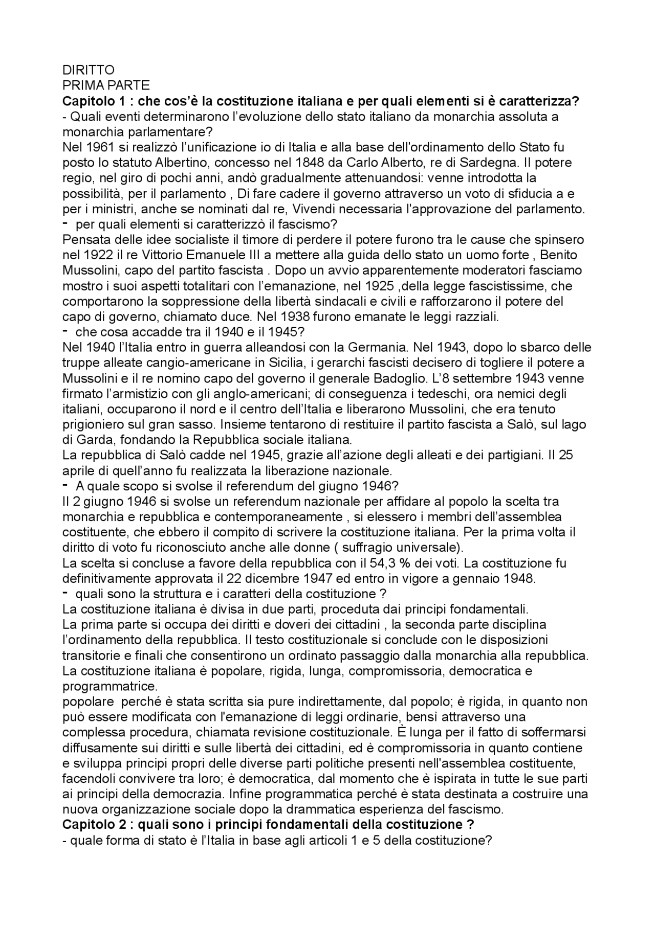 Diritto Prima E Seconda Parte Docsity