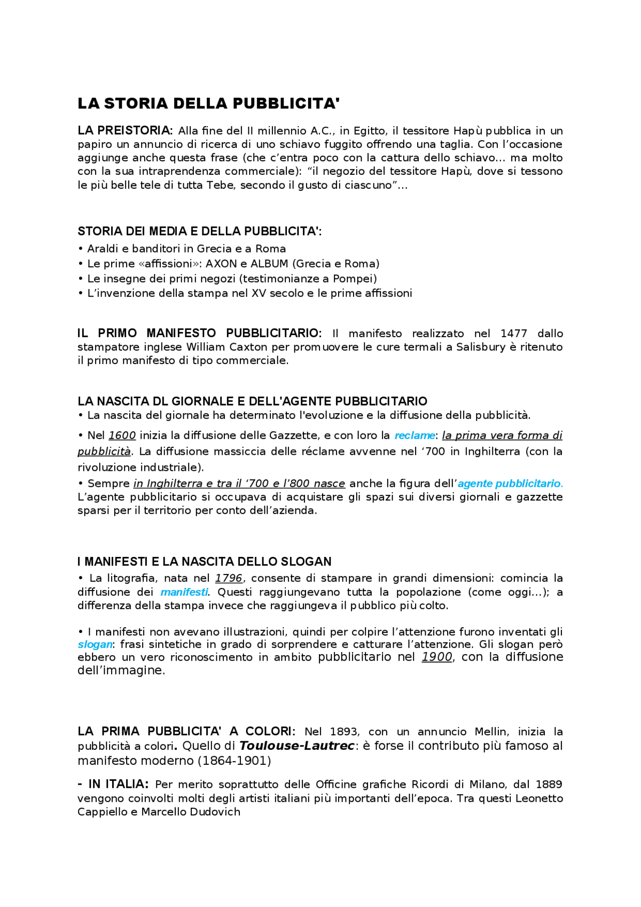 Storia Della Pubblicità Docsity