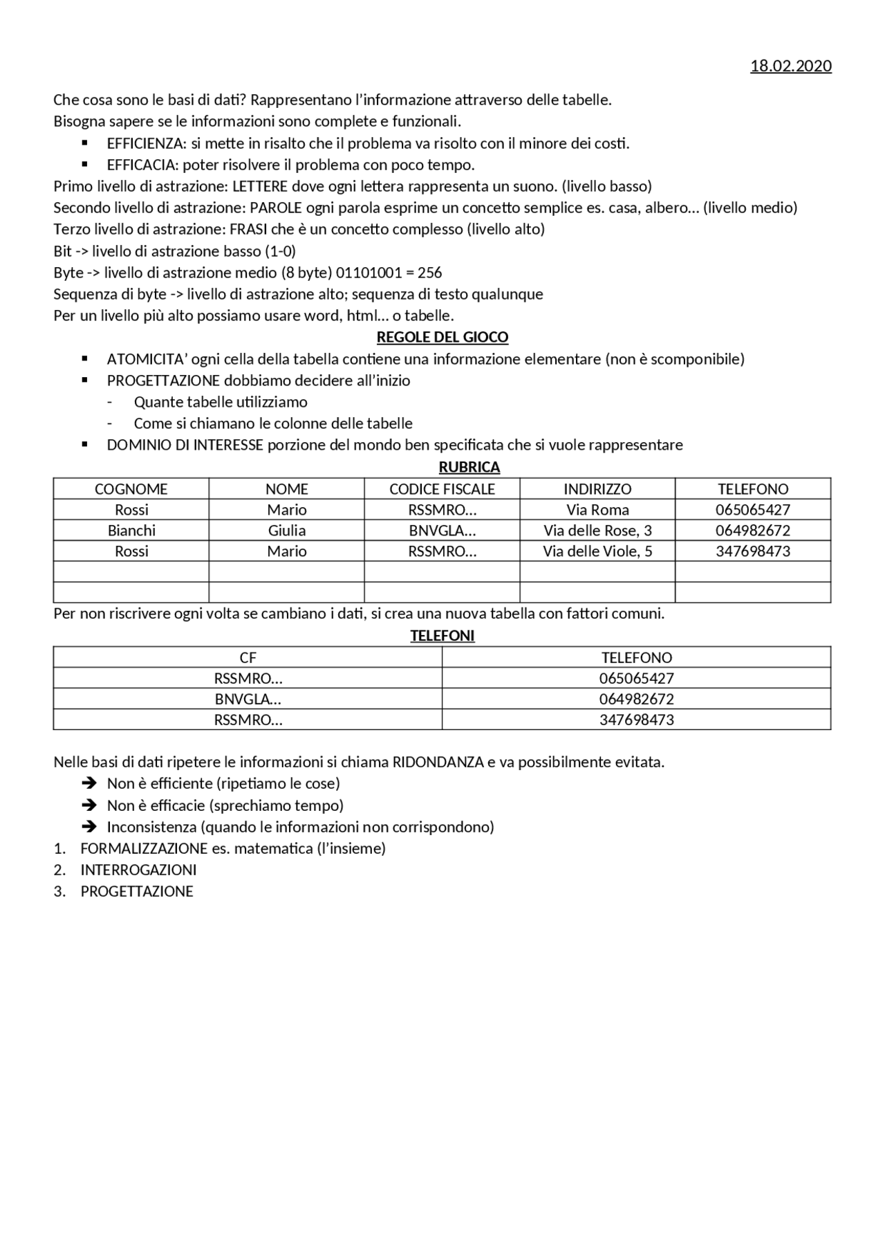 Basi Di Dati Introduzione Docsity