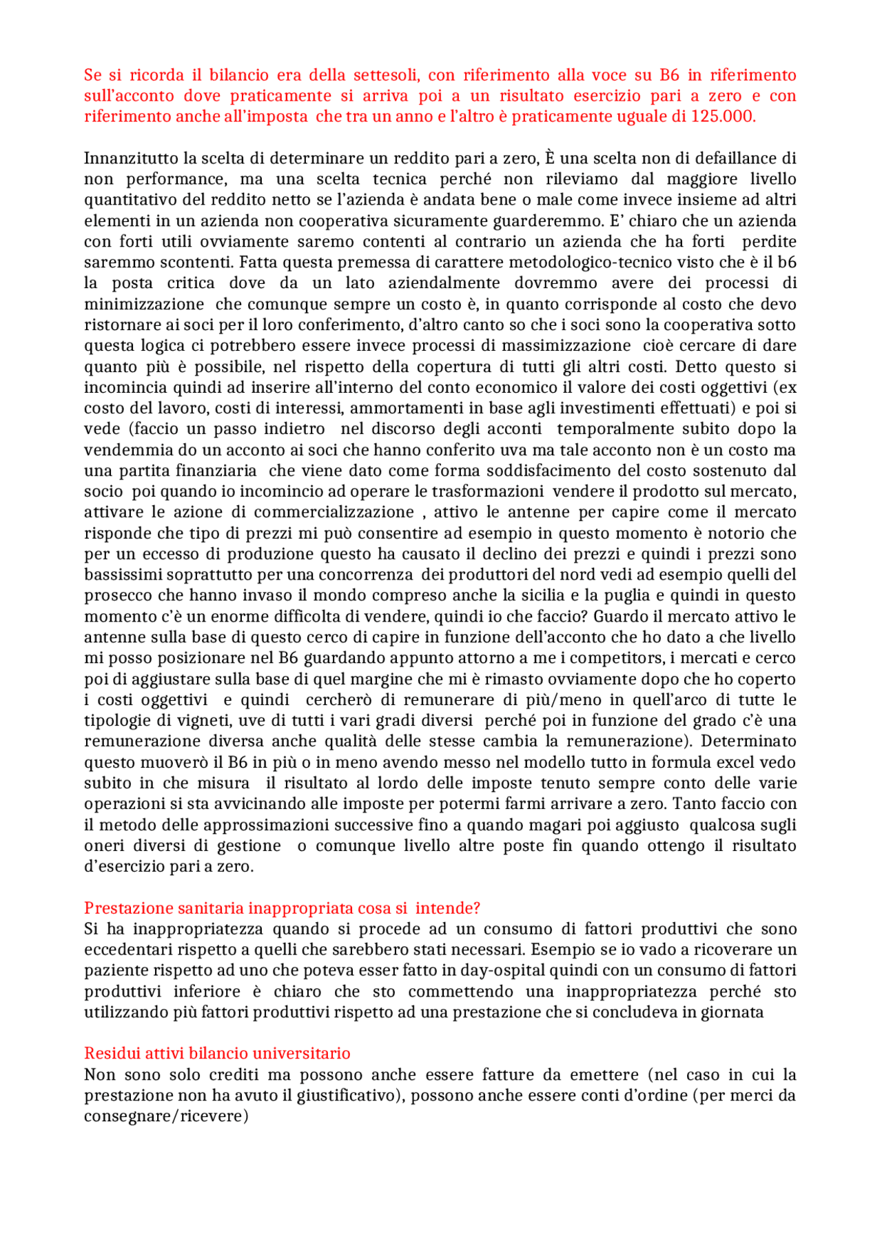 Bilanci Approfondimento Docsity