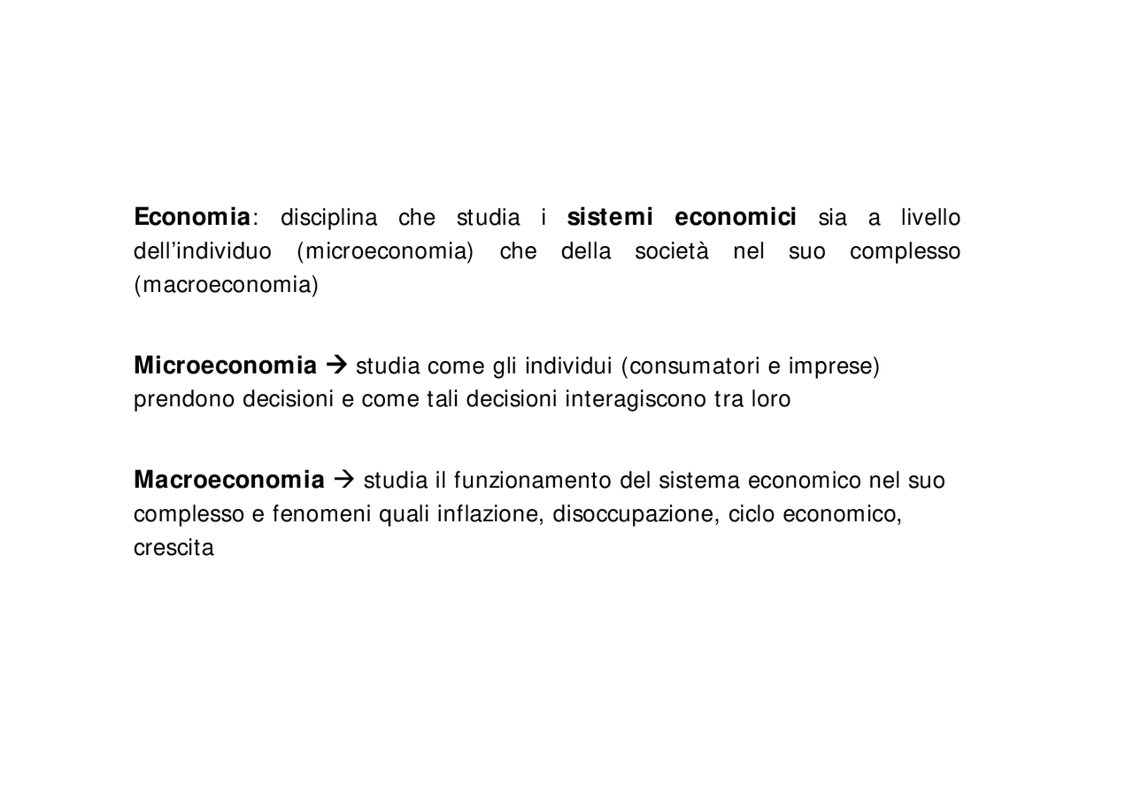 Riassunto In Slides Completo Di Macroeconomia Unimib Docsity