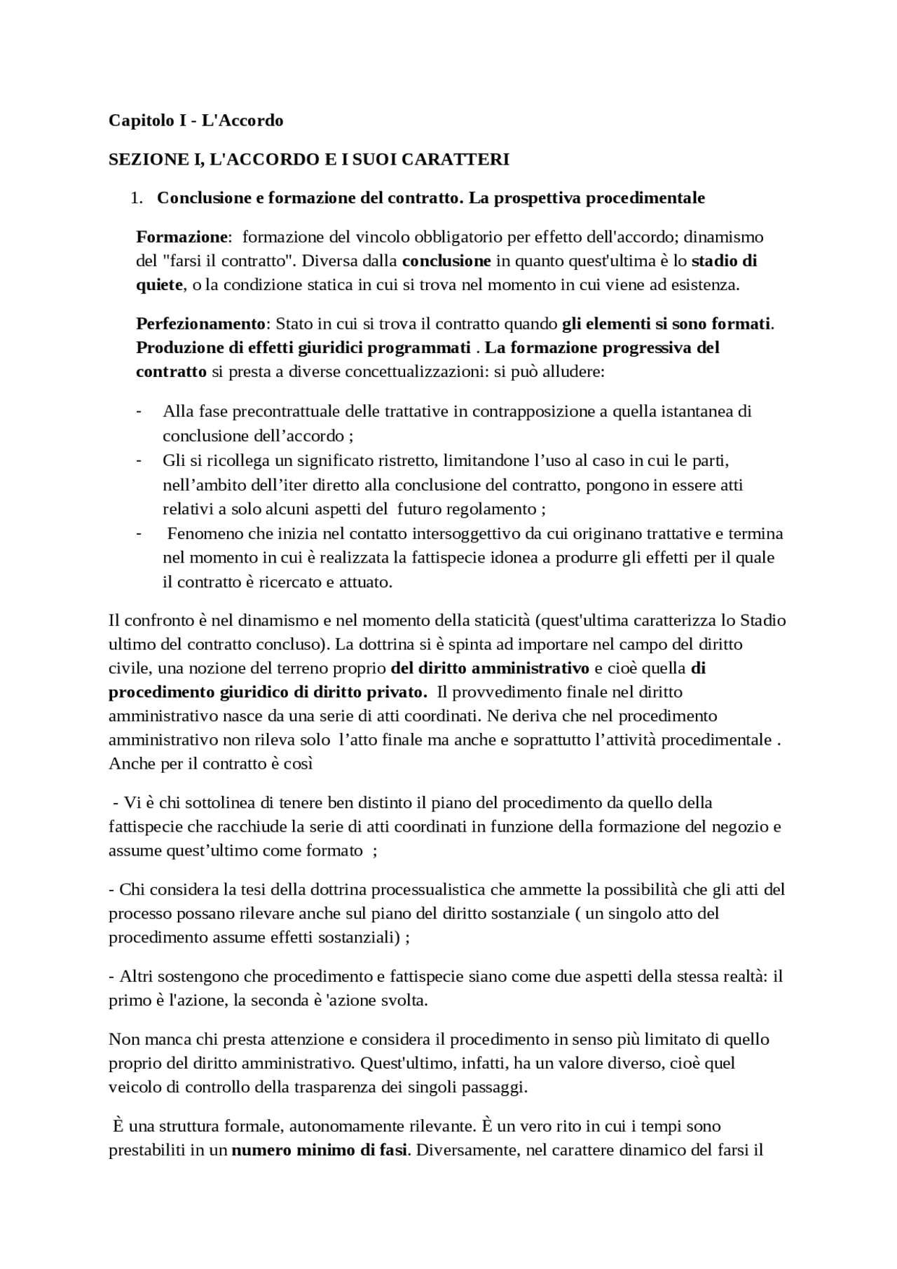 RIASSUNTO "LA CONCLUSIONE DEL CONTRATTO" UBALDO PERFETTI - Docsity