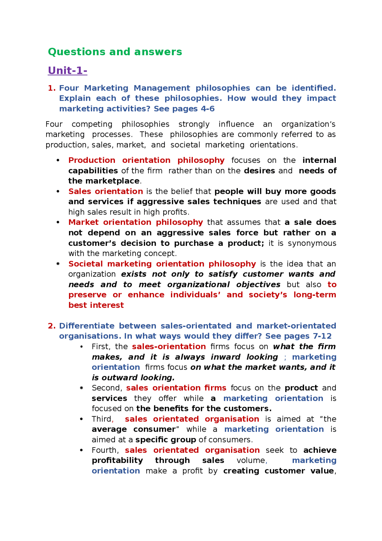 Marketing Managment Notes Docsity