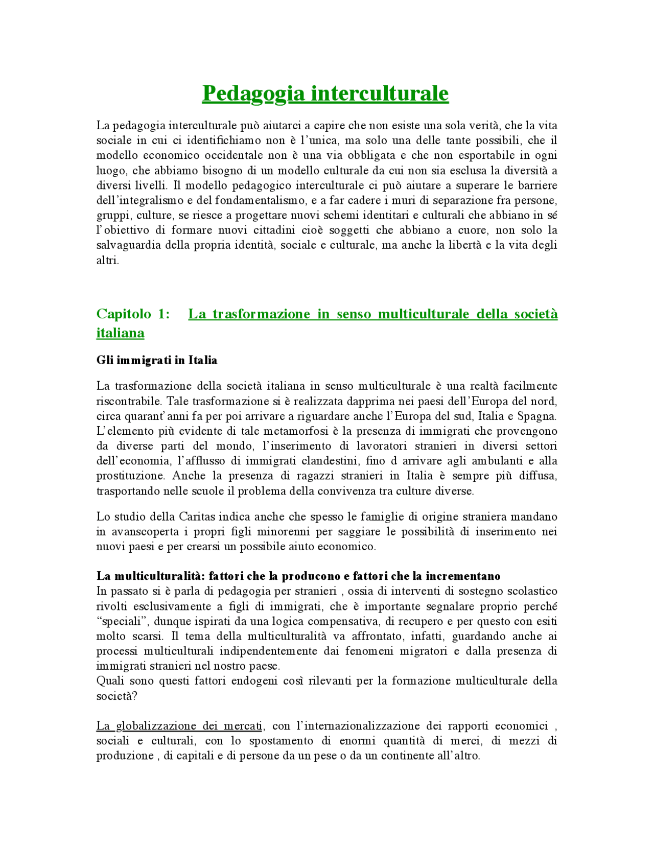 Pedagogia Interculturale Saggio E Libro A Scelta Docsity