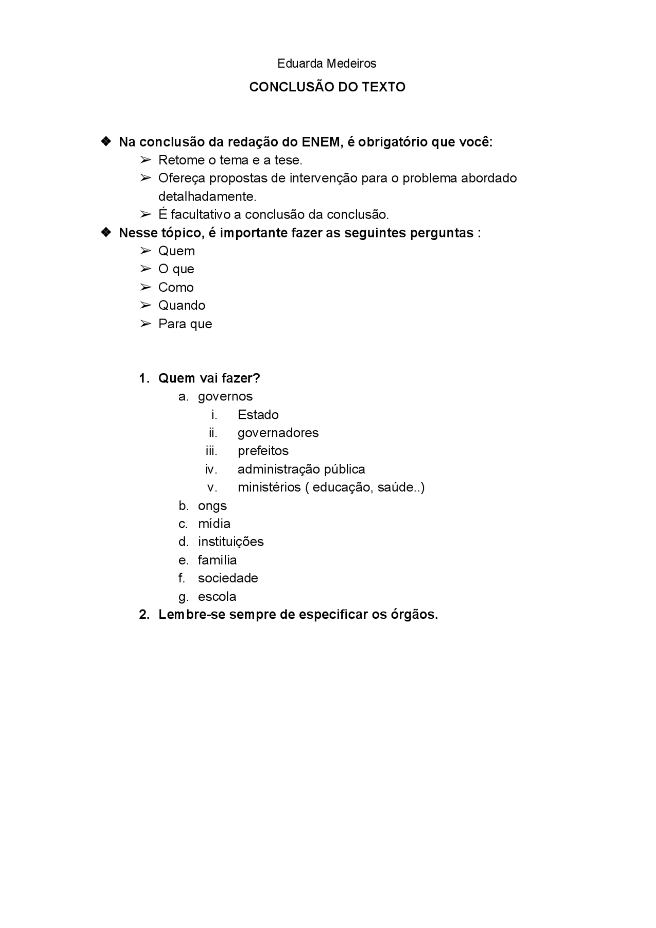 Resumo Conclusão Da Redação Enem Docsity