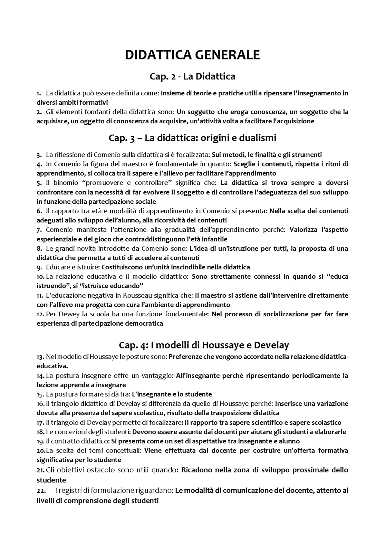 Didattica Generale Risposte Prove Desame Di Didattica Generale E