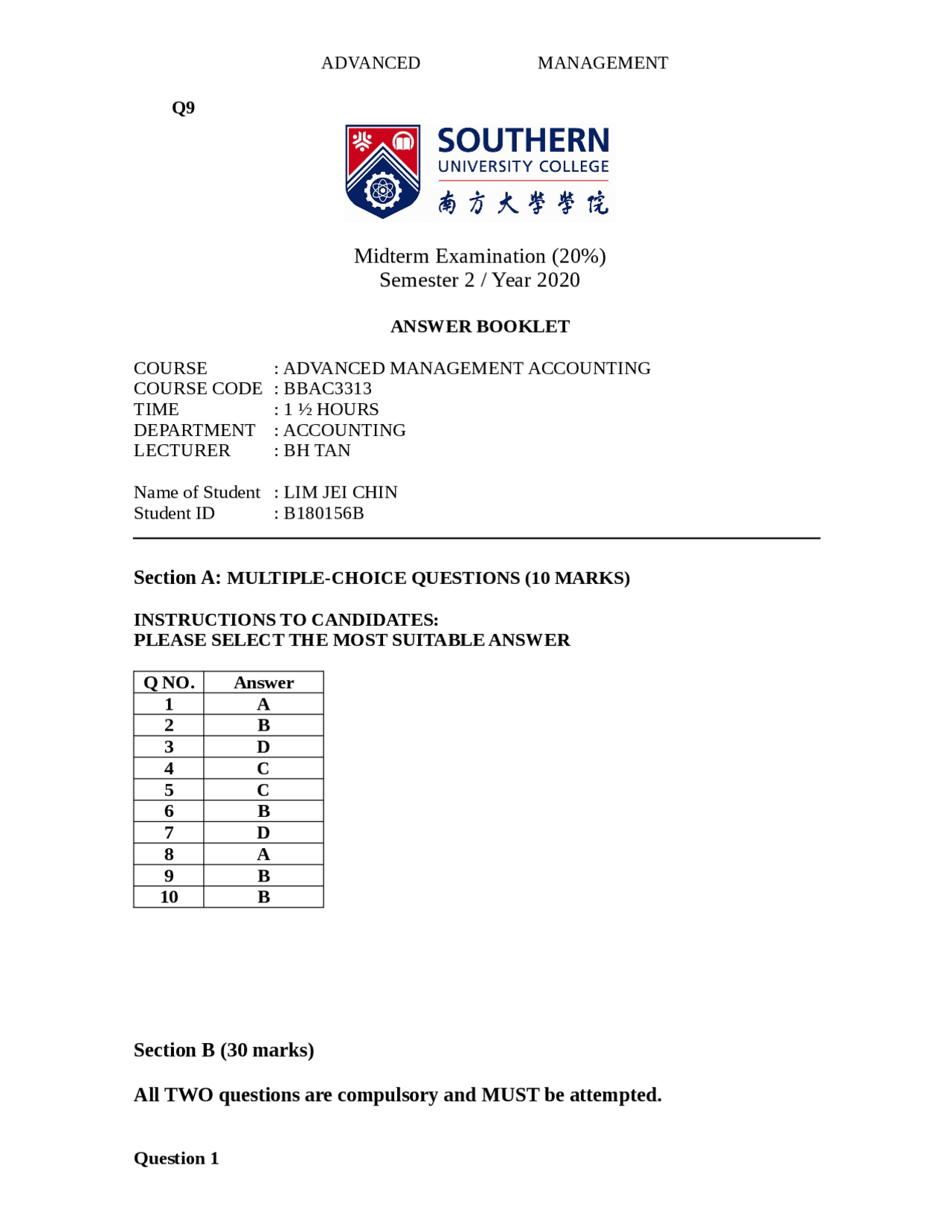 Advanced Management Accounting Docsity