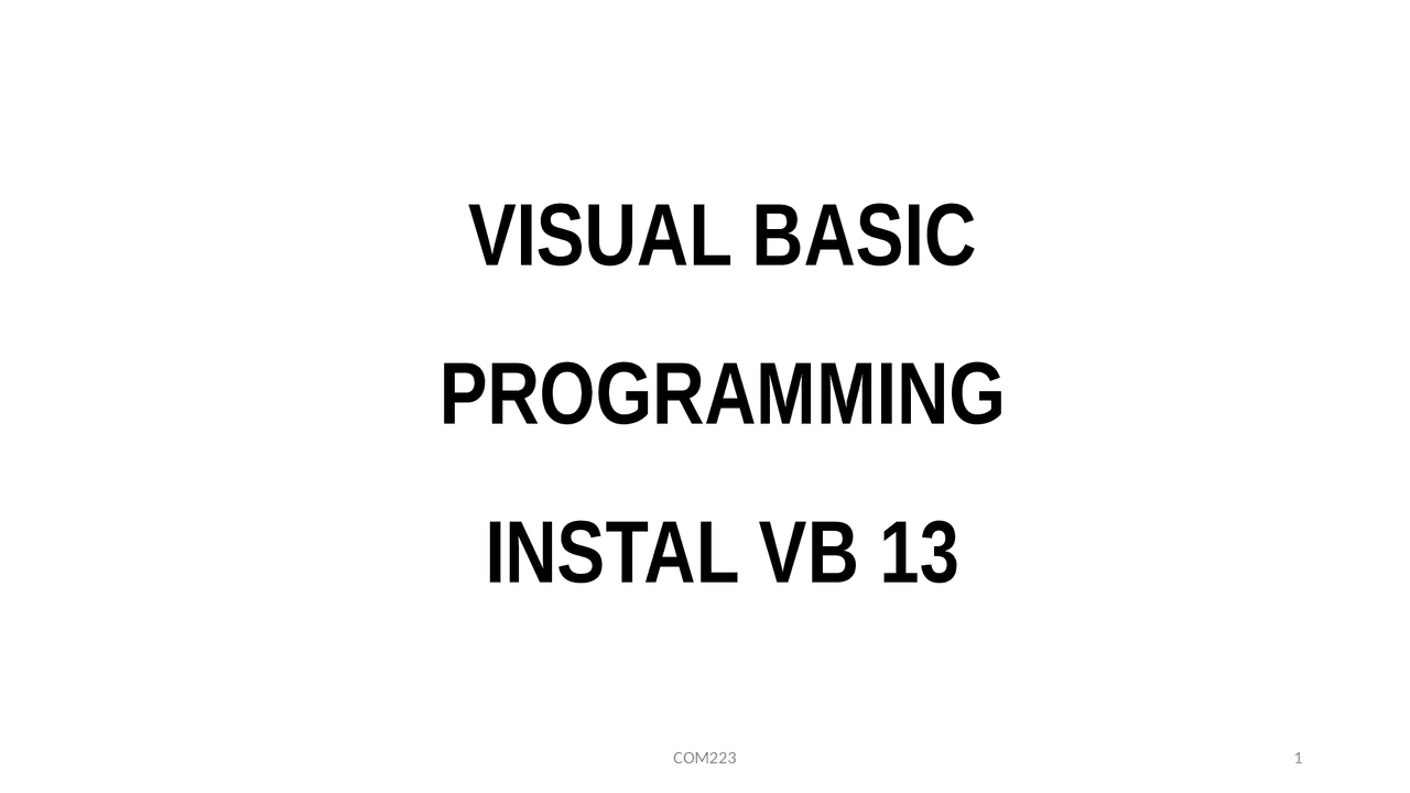 A Guide To Visual Basic Programming Docsity