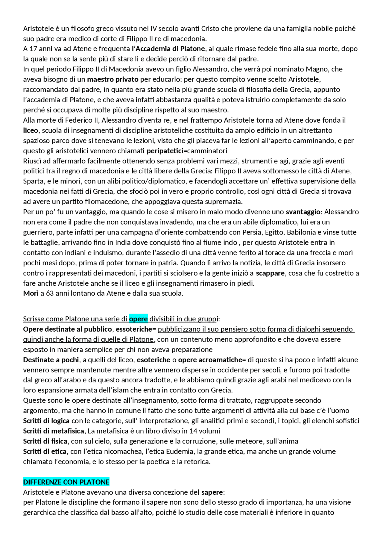 Aristotele Vita Analogie E Differenze Con Platone La Metafisica La