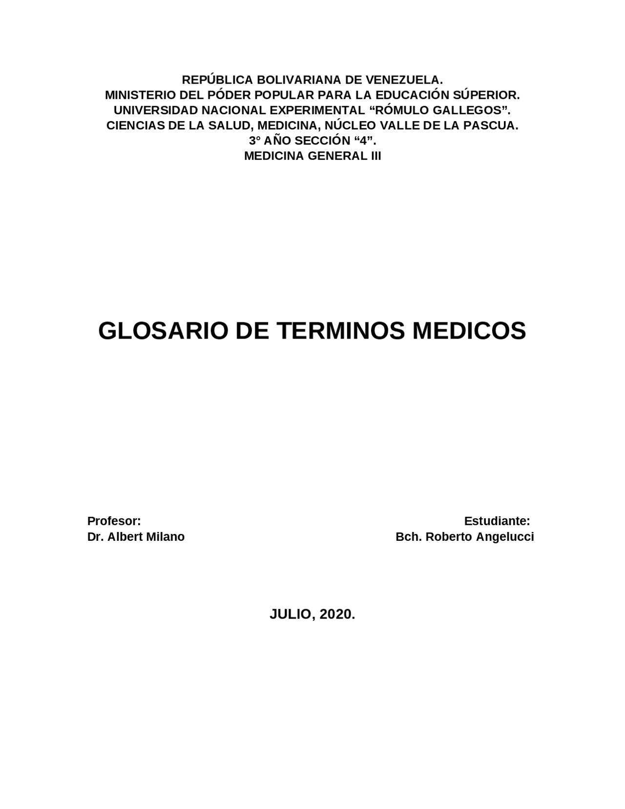 GLOSARIO DE TERMINOS MEDICOS - Docsity