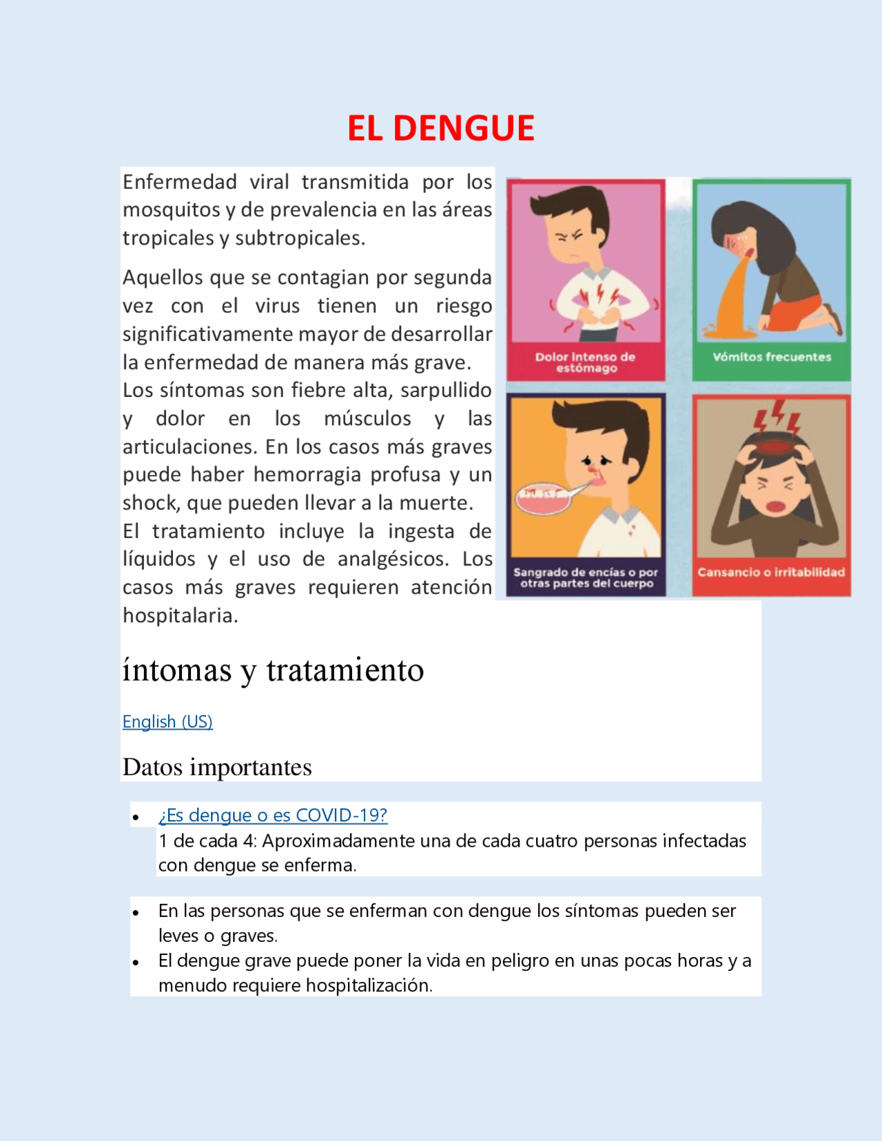 El dengue y sus causas - Docsity