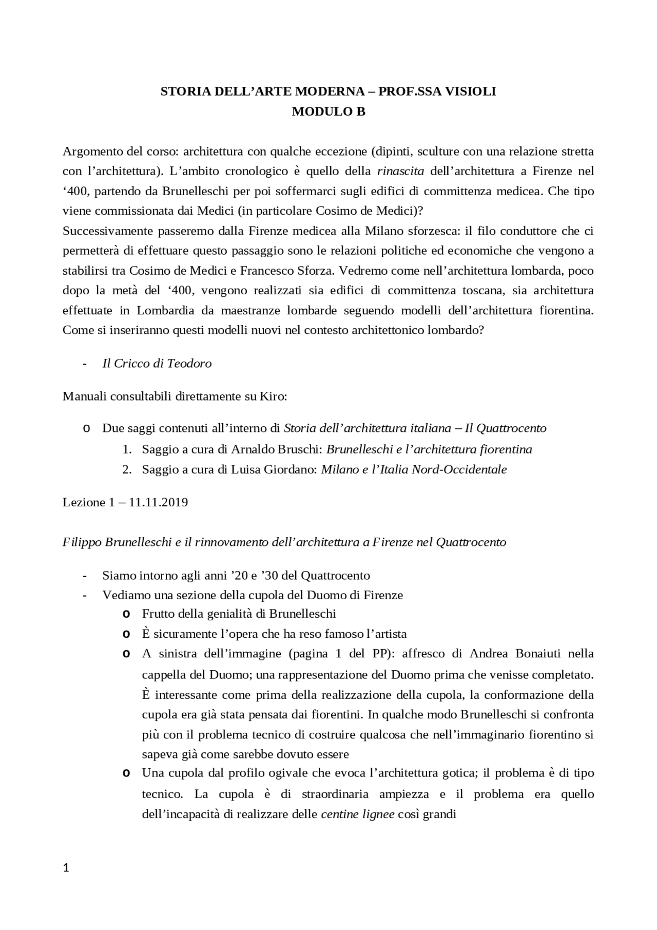 Appunti Storia Dellarte Moderna Modulo B Docsity