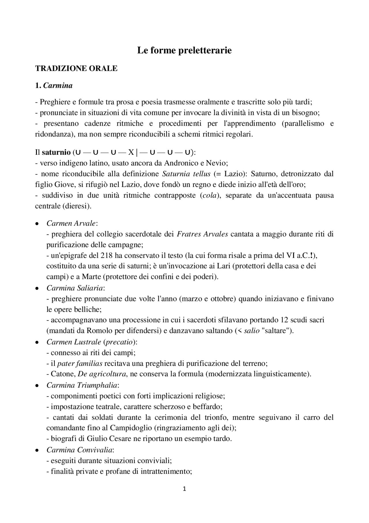 Letteratura Latina Riassunto Docsity